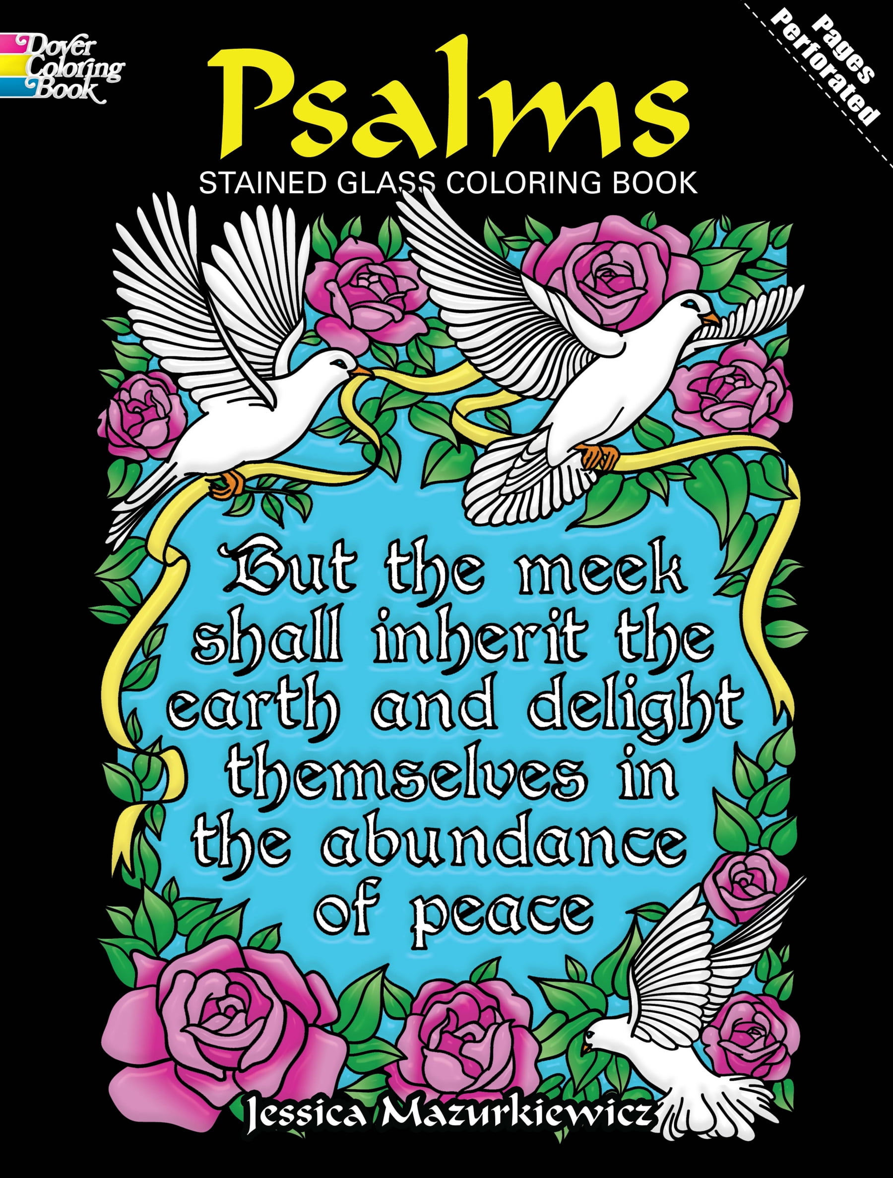 Dover Religious Coloring Book: Psalms Stained Glass Coloring Book ...