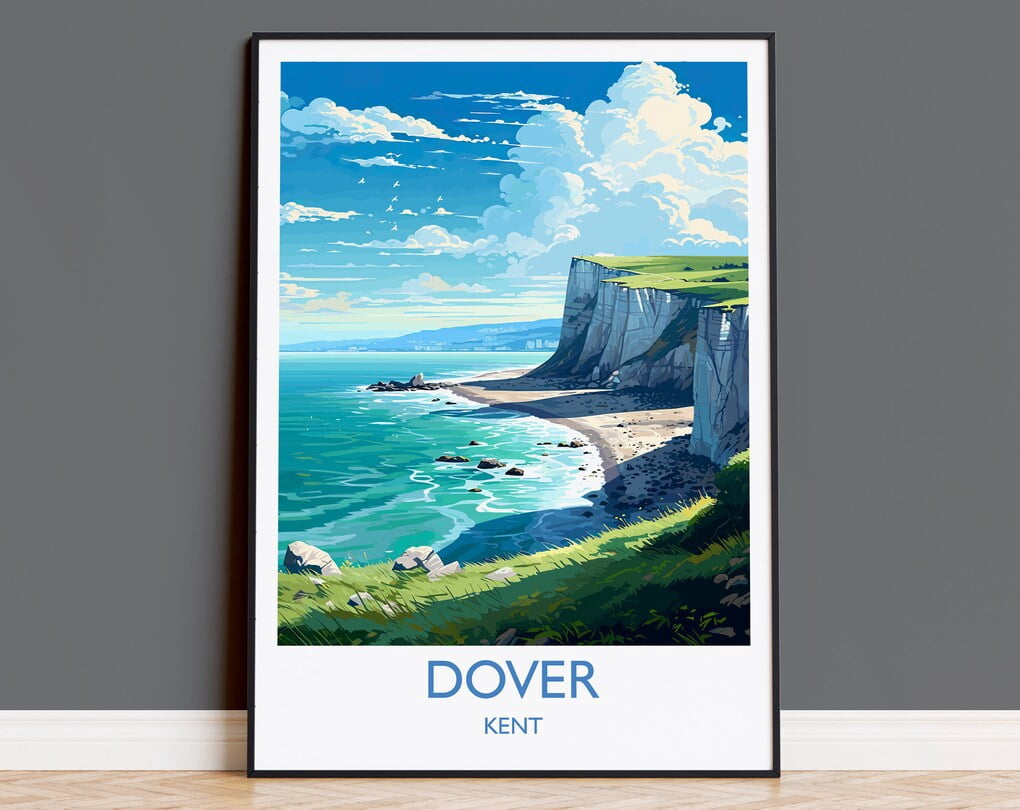 Dover Travel Print, Travel Poster Of Dover, England, Kent Coast Art ...