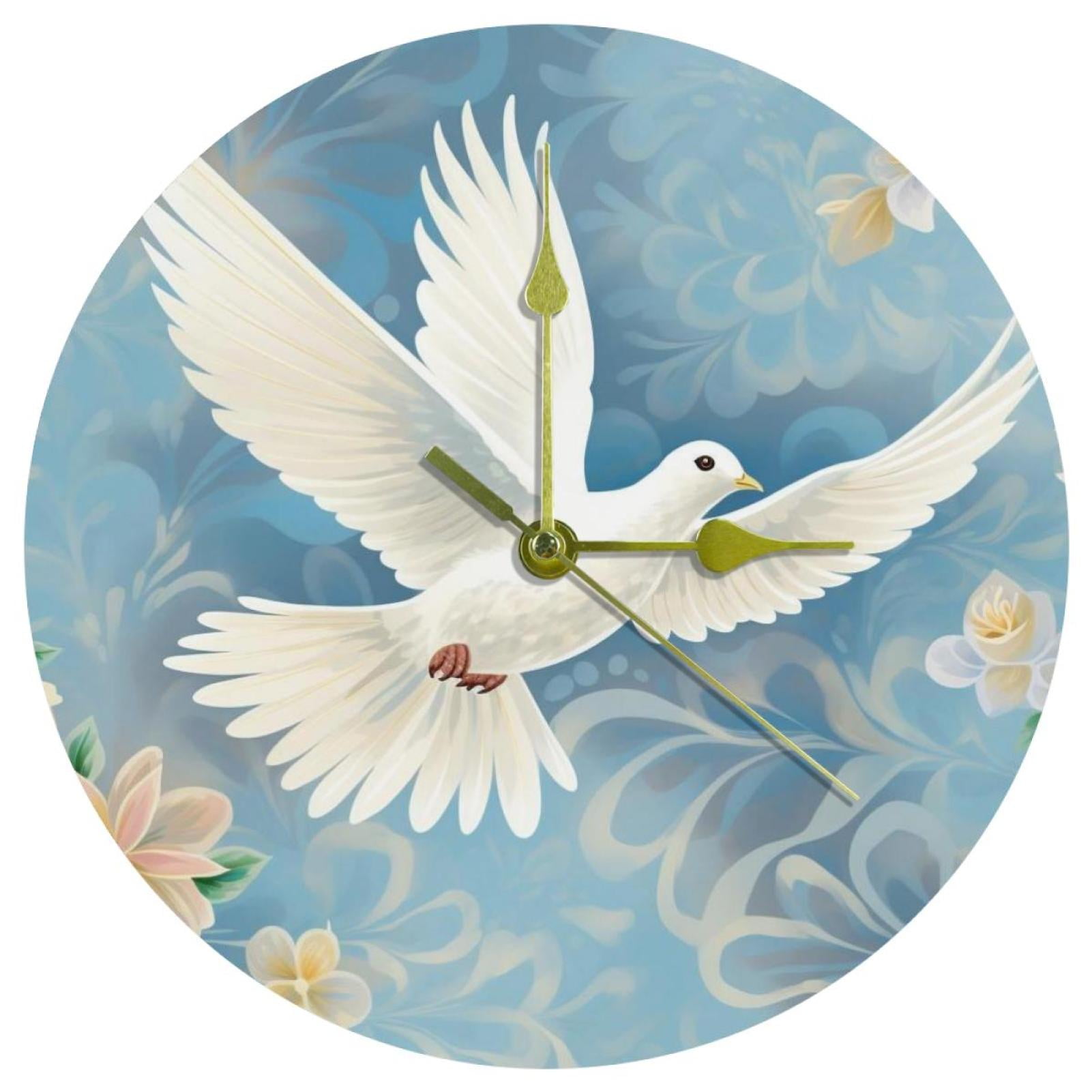 Doves Acrylic Circular Wall Clock - Stylish Timepiece for Decorating ...