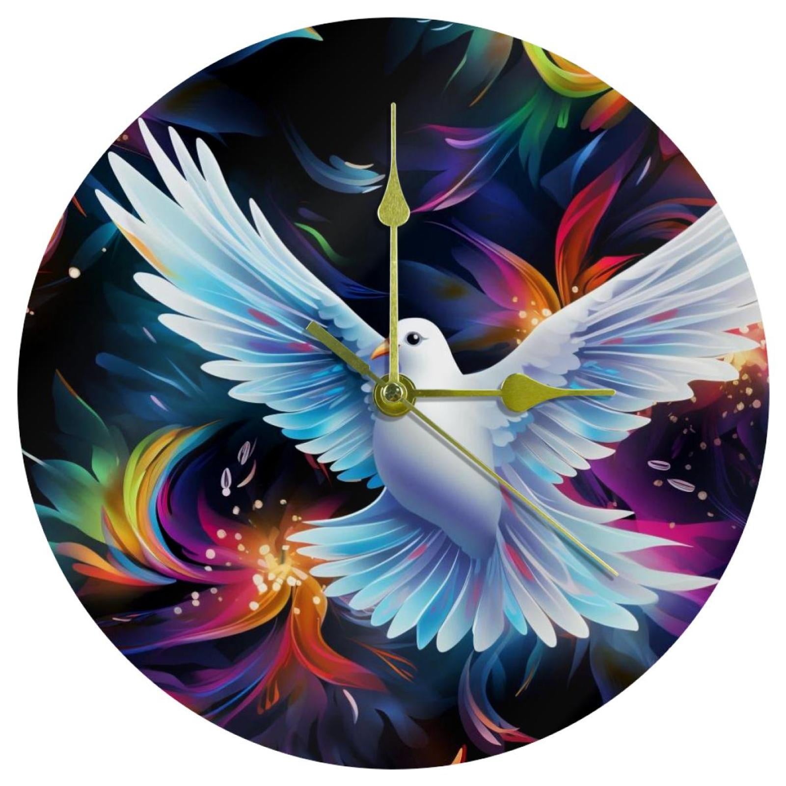 Doves Modern Acrylic Wall Clock - Stylish & Durable Circular Timepiece ...