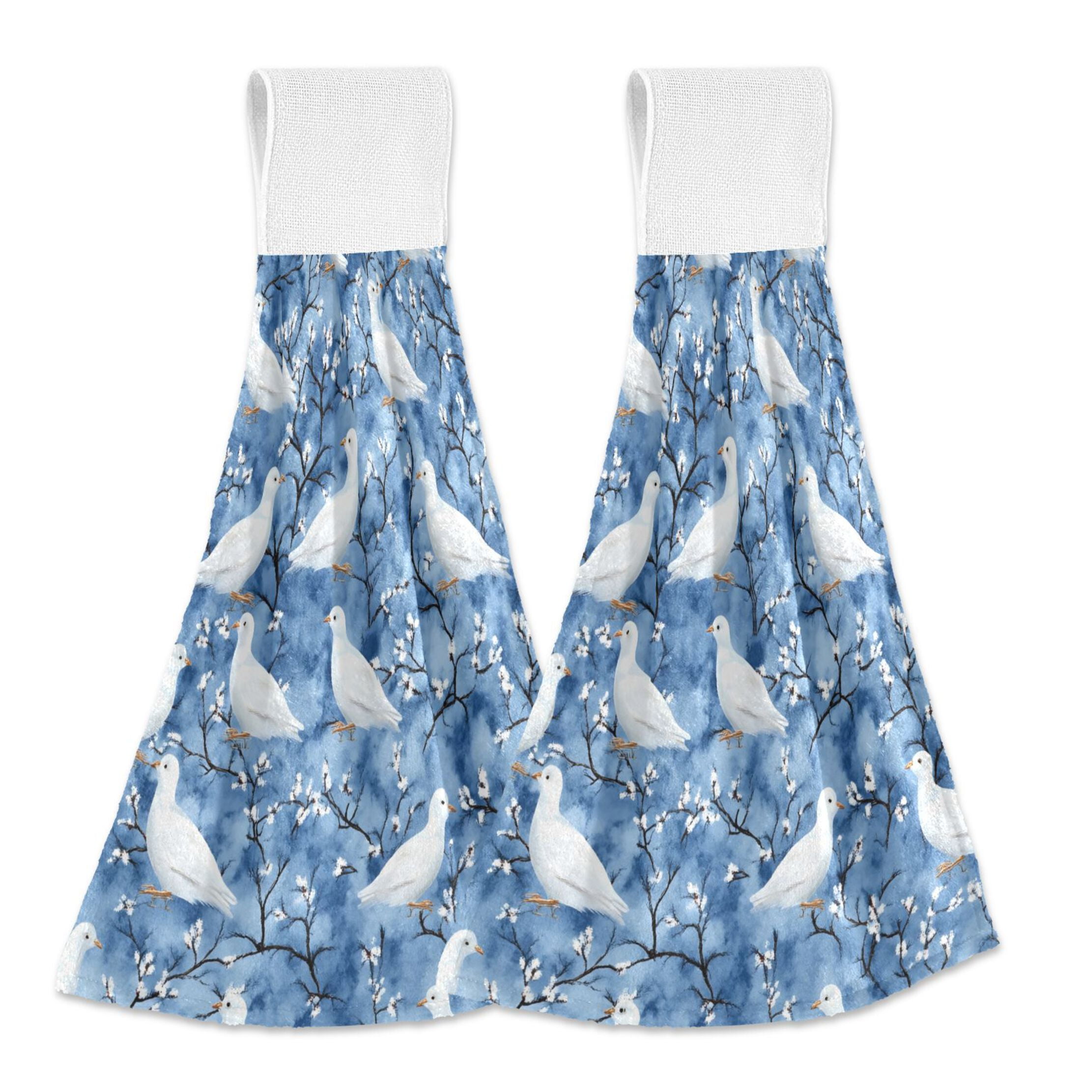 Doves Pattern Hand Towels 2 Pack Quick Drying Home Storage Kitchen ...