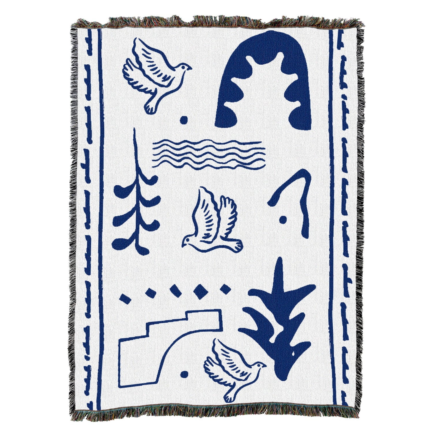 Doves Pattern Woven Throw Blanket, 100% Cotton, Fringed Edges - Walmart.com