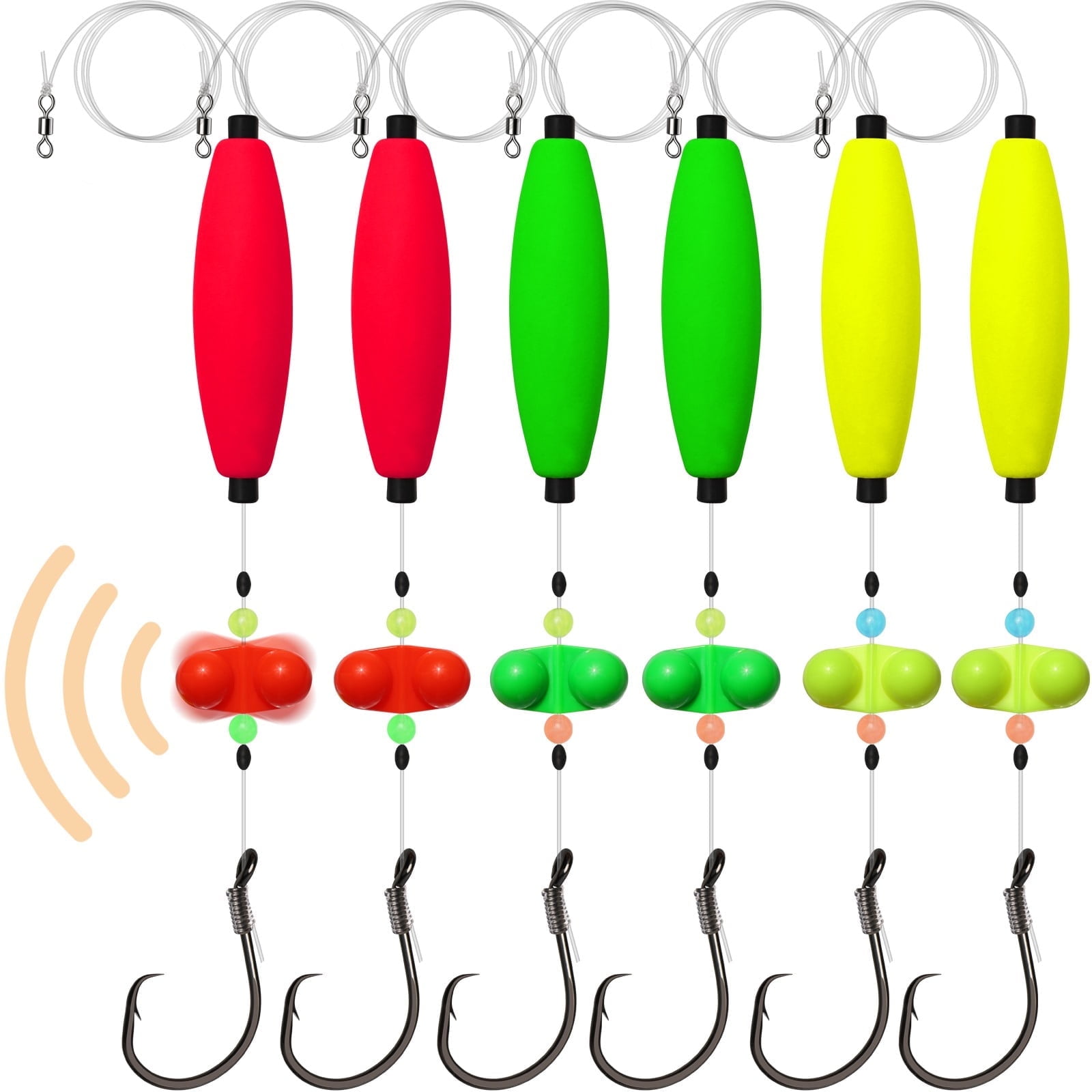 6 pack Catfish Float Rigs with Rattles & 8/0 Hooks, Dovesun Catfish ...