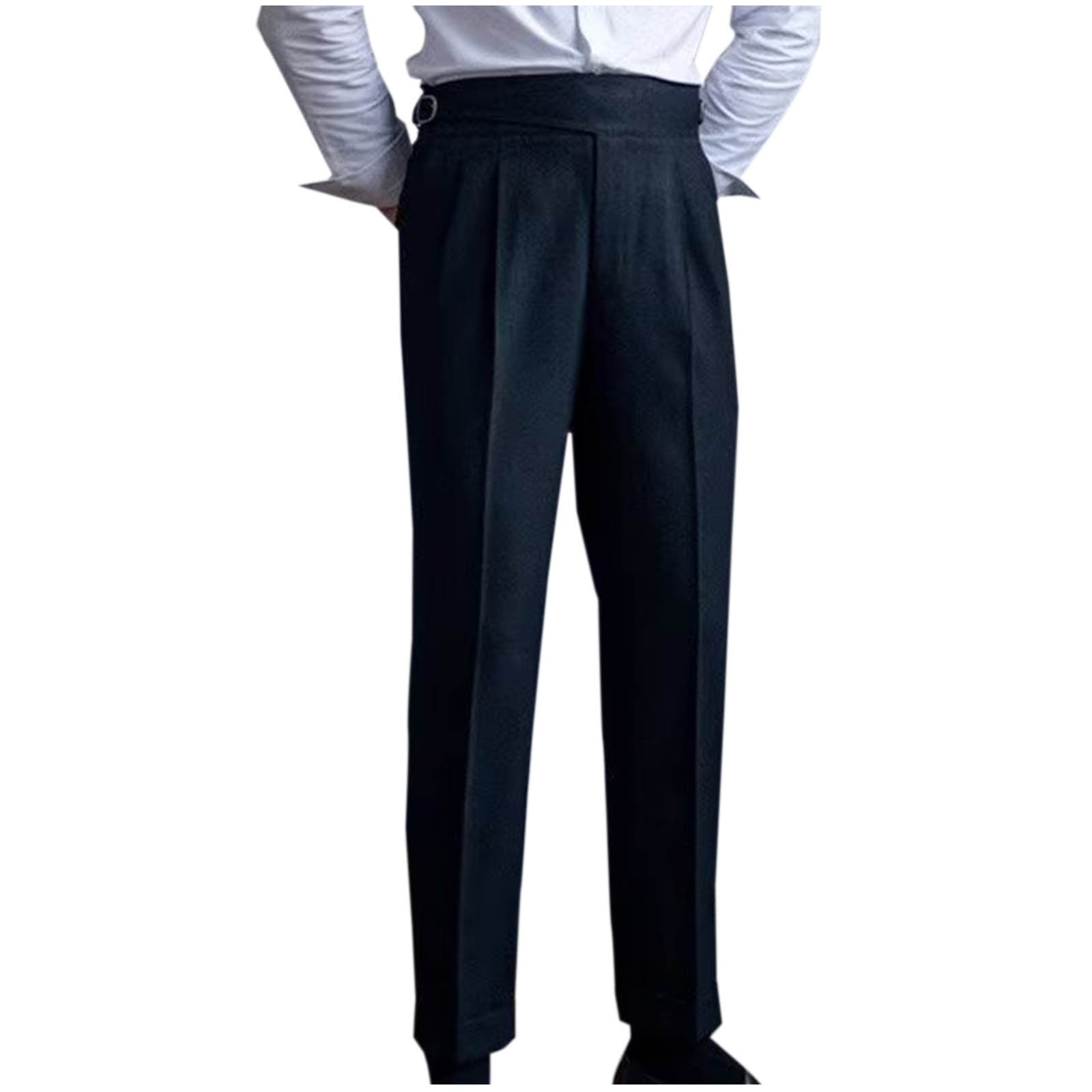 Dovford Business Casual Pants with Pocket Zip Button Fly Men's Fold ...