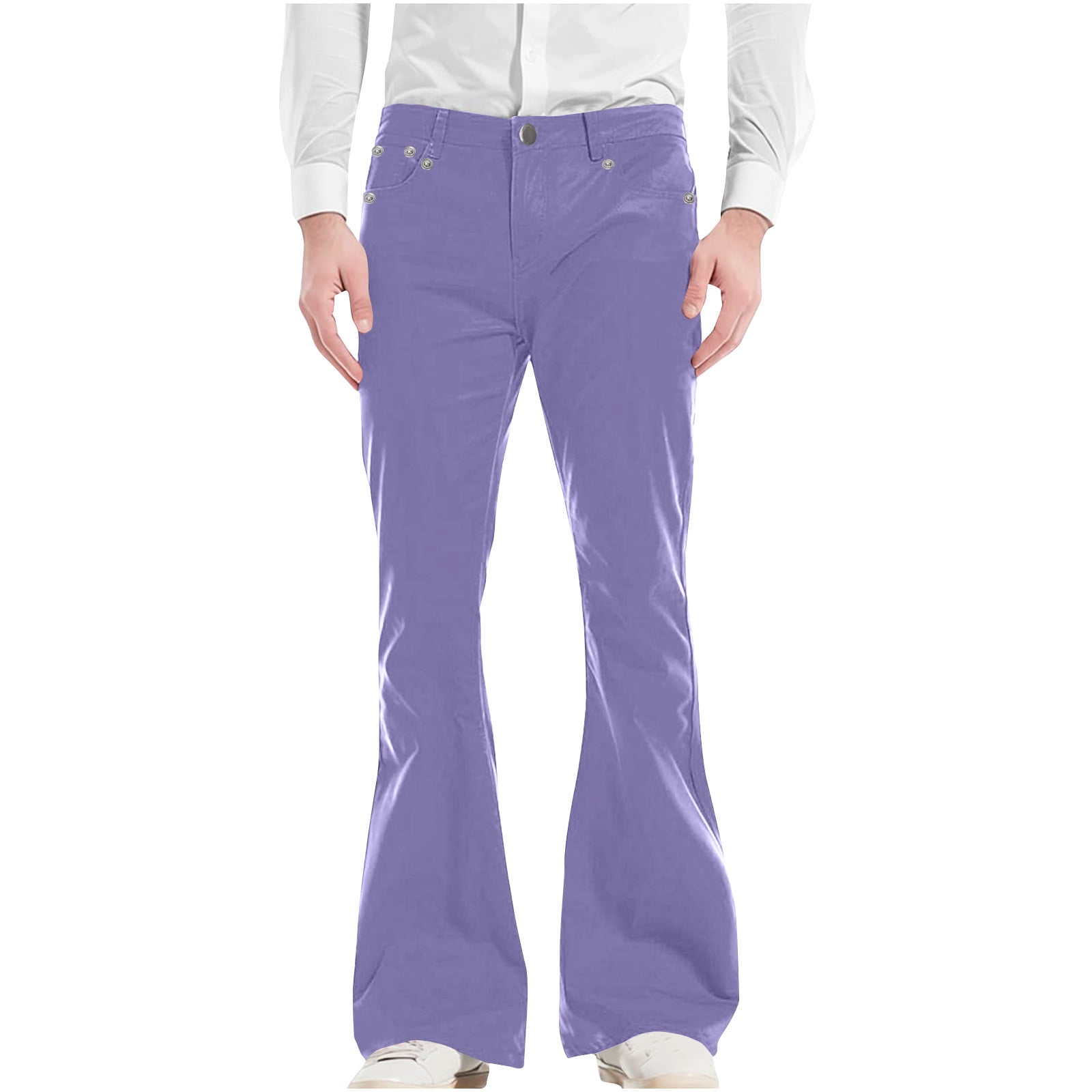 Dovford Classic 60s 70s Disco Bell Bottom Pants for Men Slim Fit ...