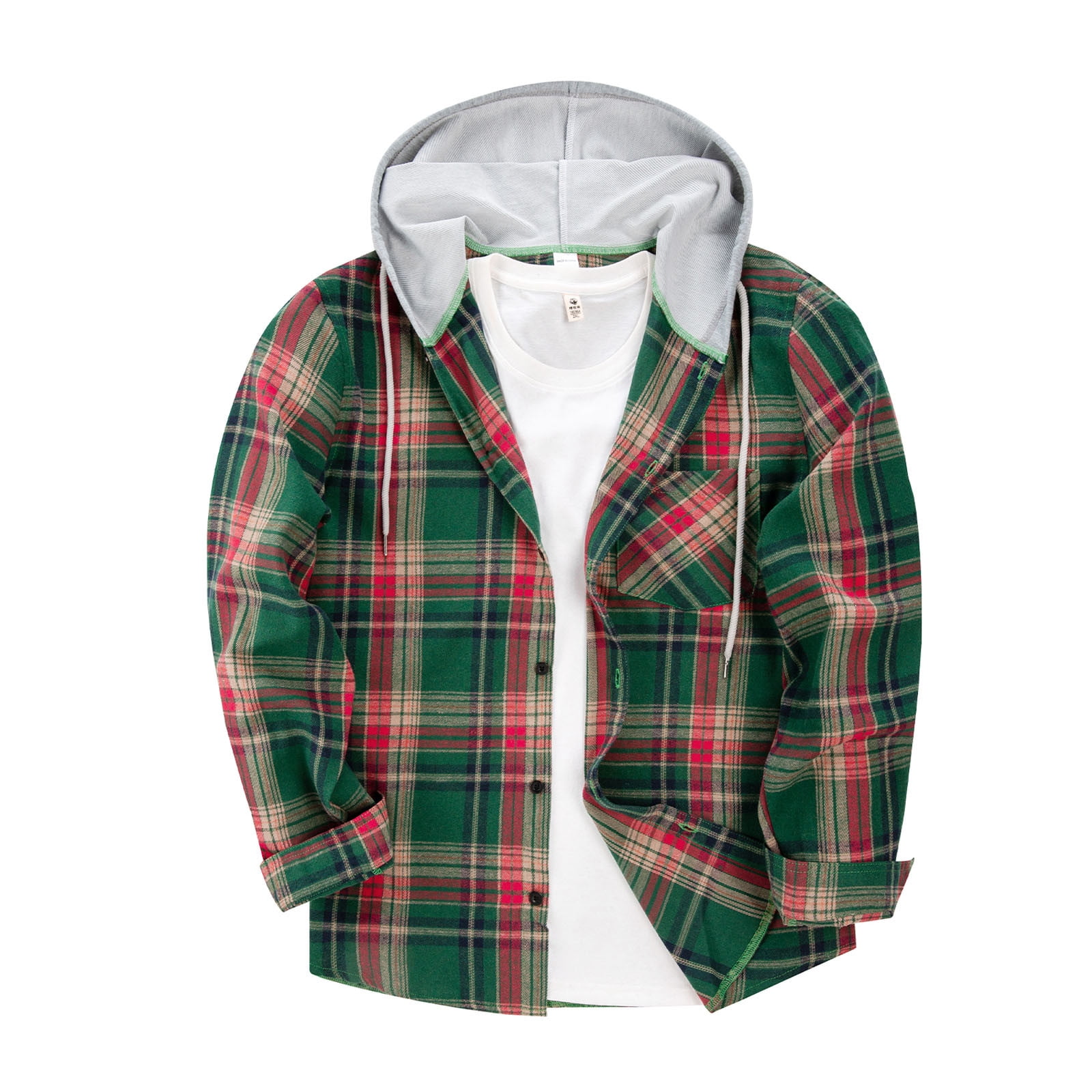Dovford Hooded Flannel Shirt for Men Plaid Shirts Long Sleeve Flannel ...