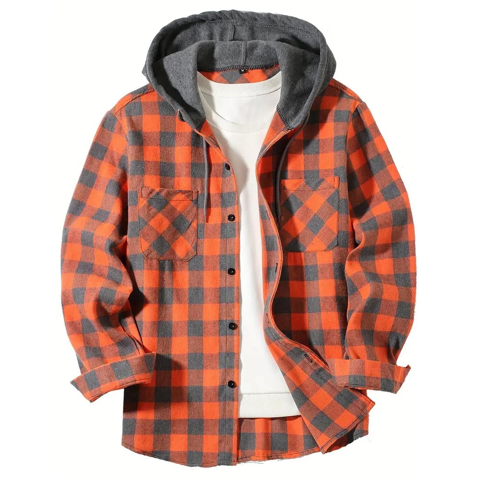 Dovford Hooded Flannel Shirt for Men Plaid Shirts Long Sleeve Flannel ...