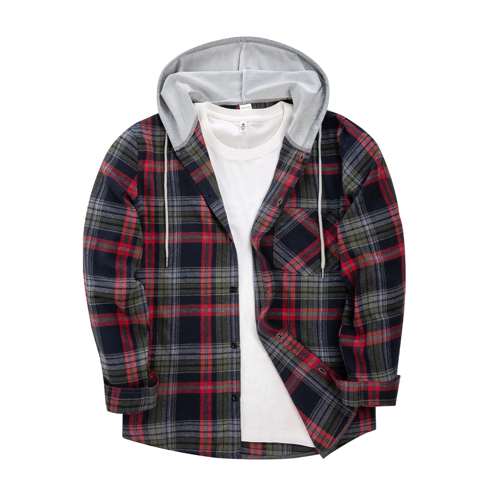 Dovford Hooded Flannel Shirt for Men Plaid Shirts Long Sleeve Flannel ...