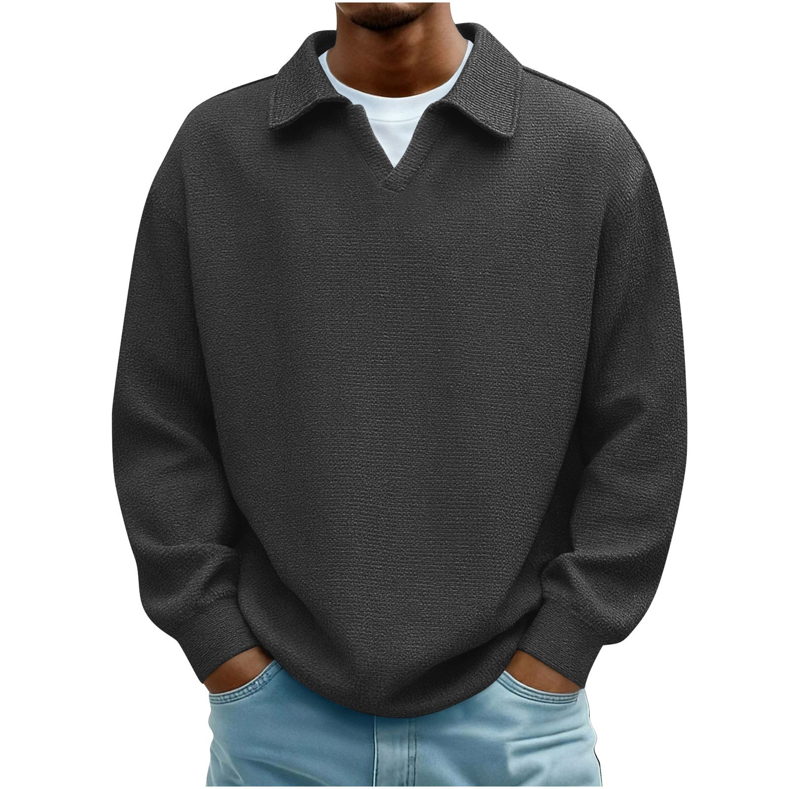 Dovford Long Sleeve Polo Shirts for Men Knit Polo Sweater Lightweight ...