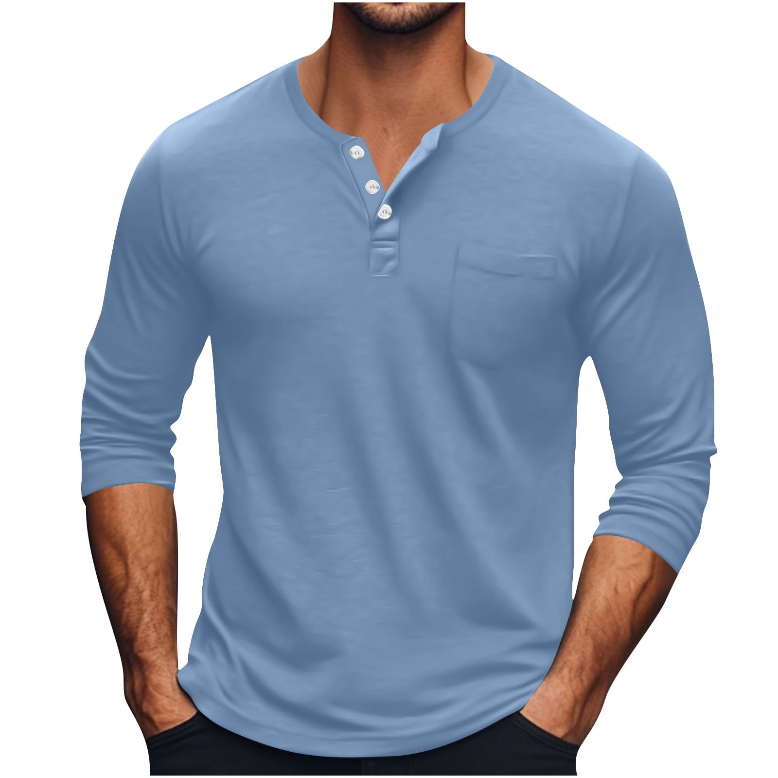 Dovford Long Sleeve Shirts for Men's Slim Fit Henley Shirts Long Sleeve ...