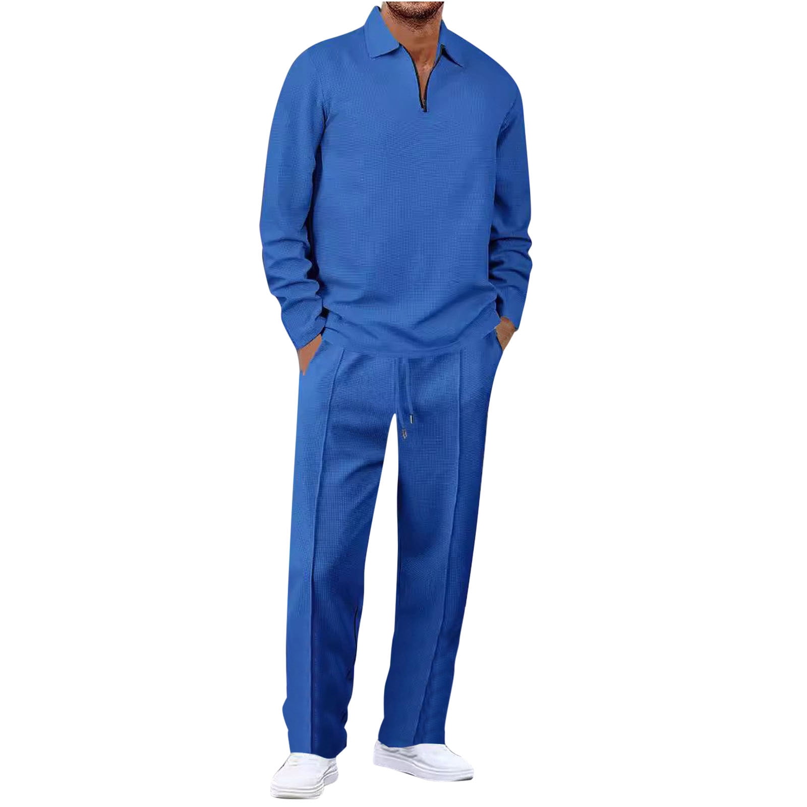 Dovford Men's 2 Piece Tracksuit Set Polo Athletic Sweatsuit Quarter Zip ...
