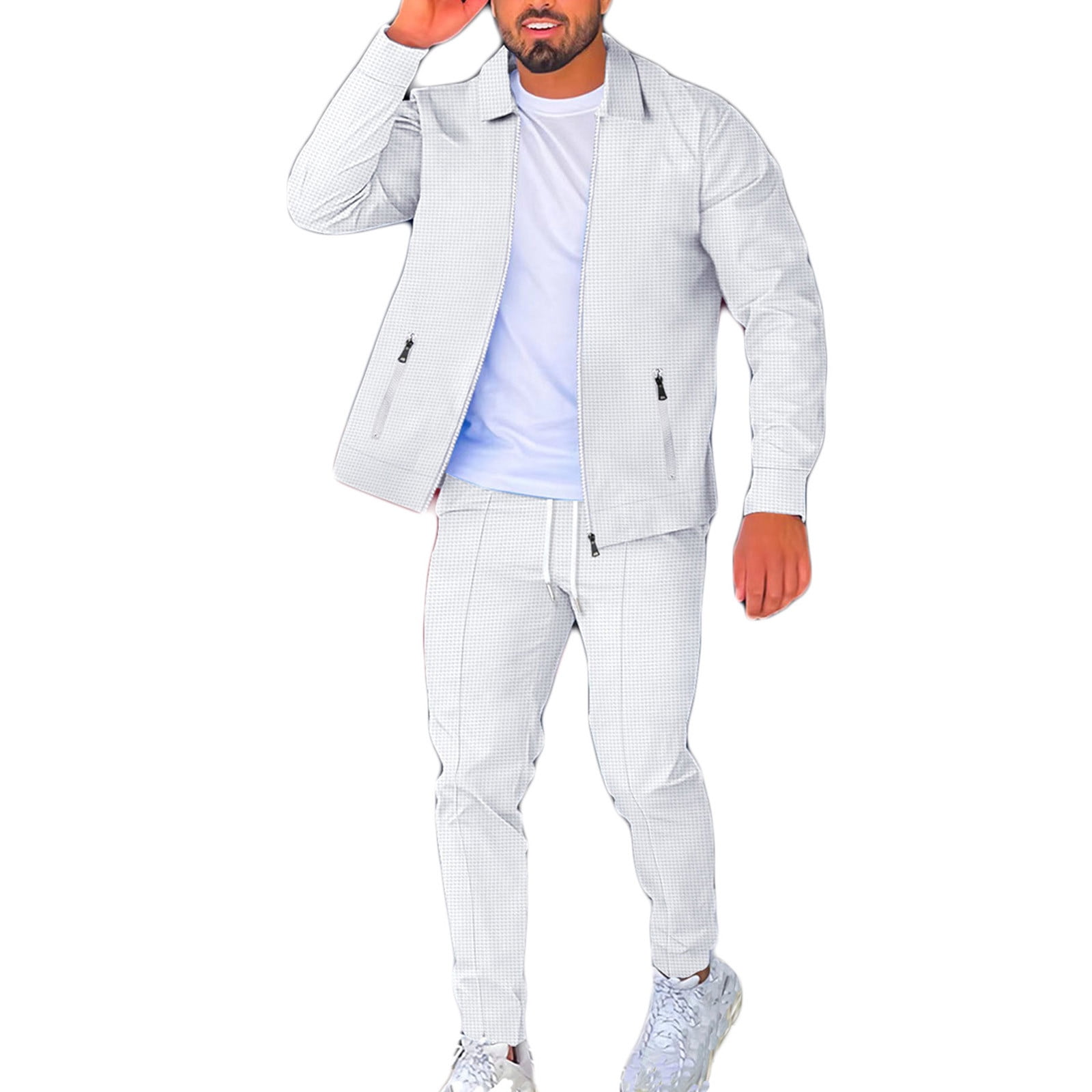 Dovford Men's 2Pc Tracksuits Set Jackets&Pants Jogger Solid Color Long ...