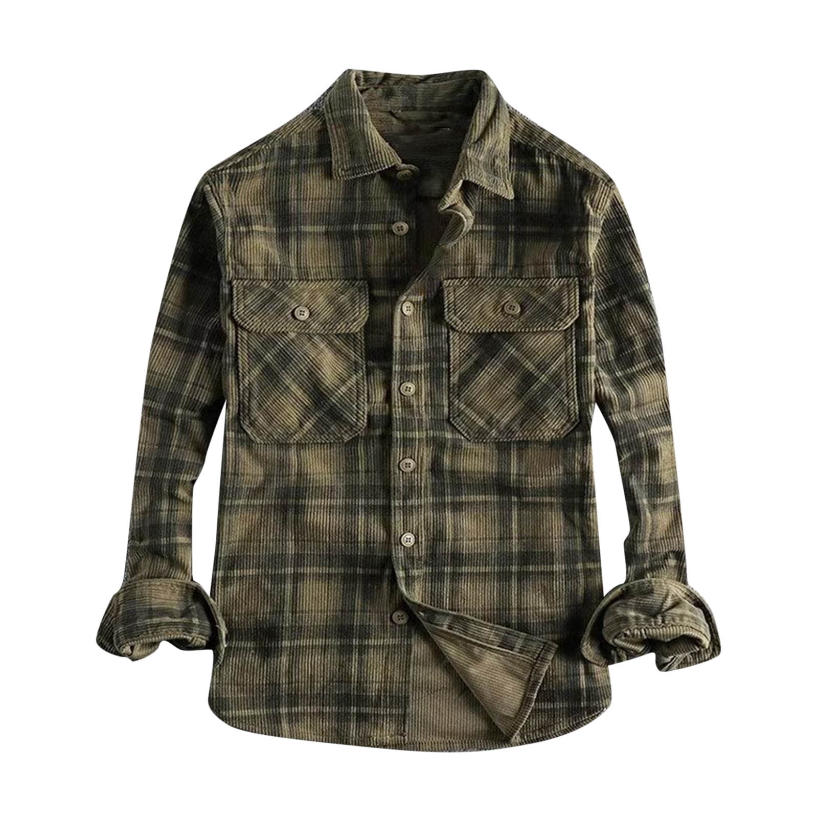 Dovford Men's All Cotton Flannel Shirt, Long Sleeve Casual Button Down ...