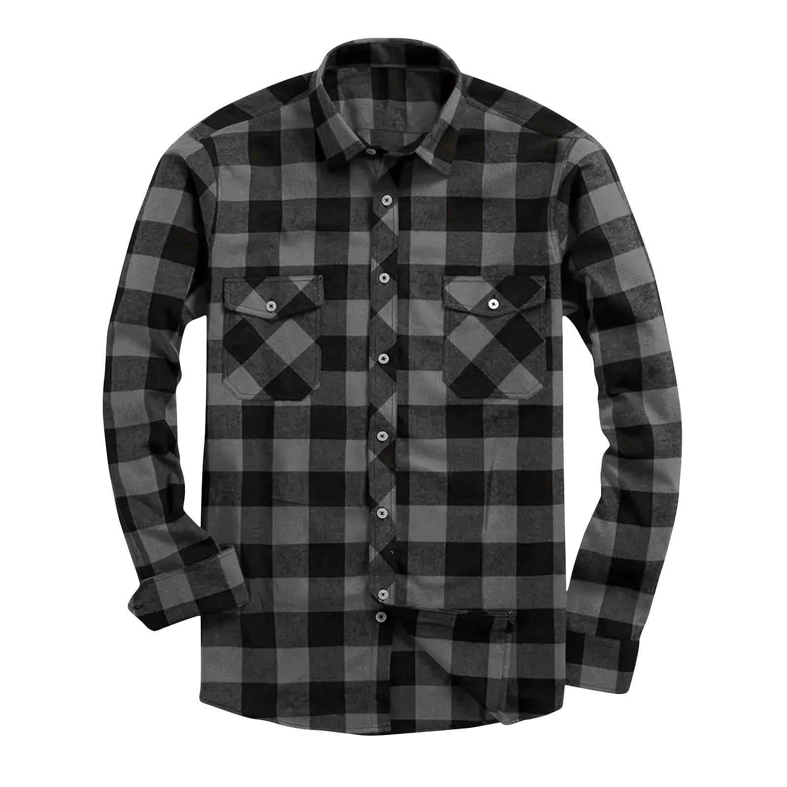 Dovford Men's All Cotton Flannel Shirt, Long Sleeve Casual Button Up ...