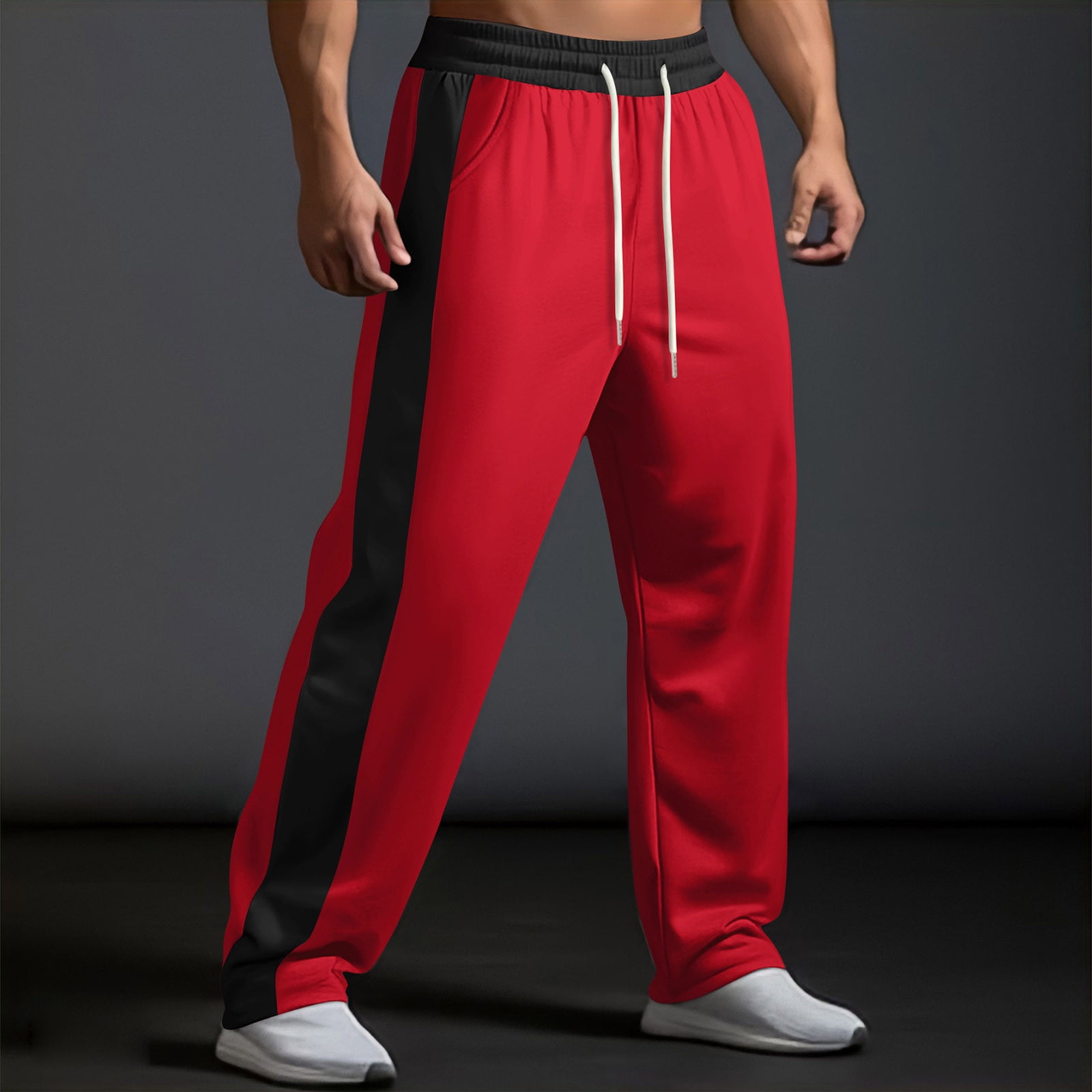 Dovford Men's Athletic Pants Open Bottom Loose Fit Straight Twill ...