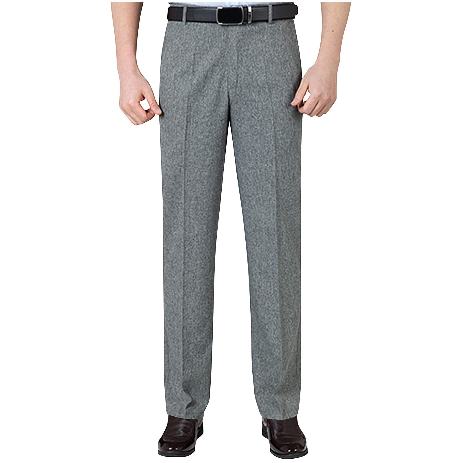 Dovford Men's Classic Fit Flat Front Dress Pants No Iron Premium Casual ...