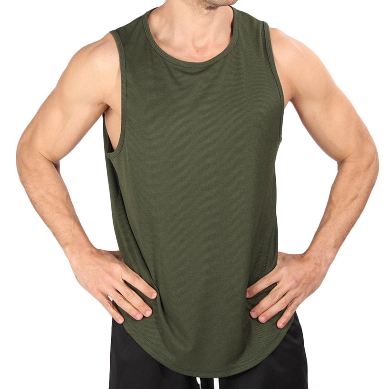 Dovford Men's Crew Neck Muscle T Shirt Sleeveless Cotton Tank Tops ...