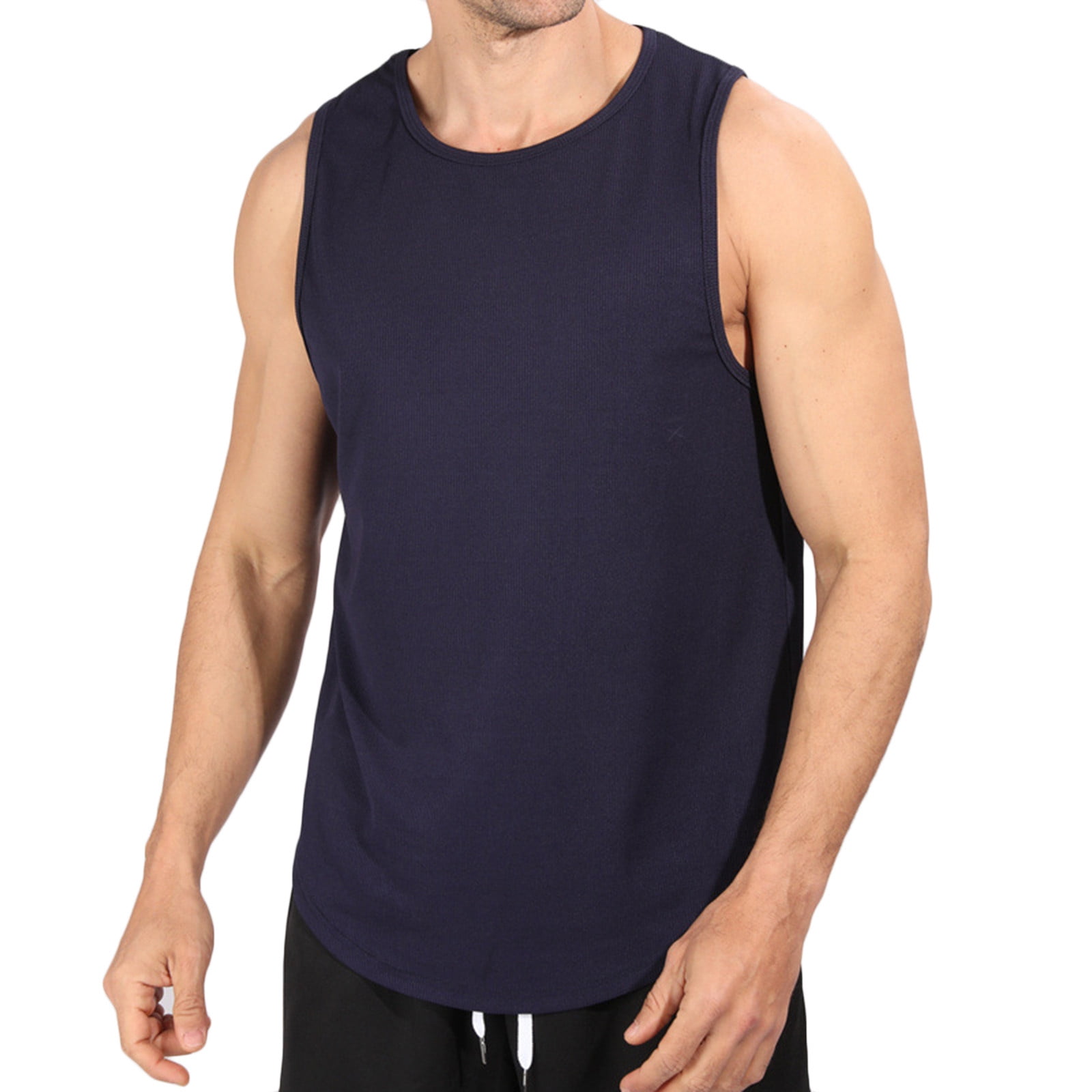 Dovford Men's Crew Neck Muscle T Shirt Sleeveless Cotton Tank Tops ...