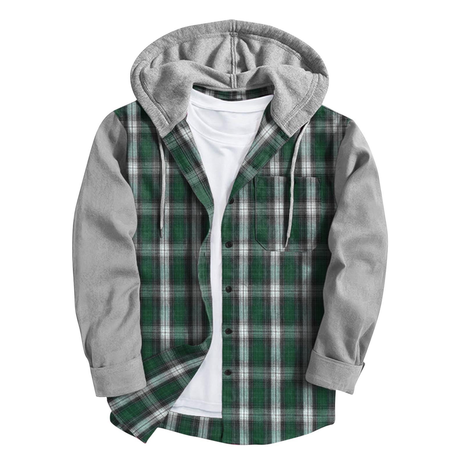 Dovford Men's Flannel Hooded Shirts, Casual Long Sleeve Plaid Hoodies ...