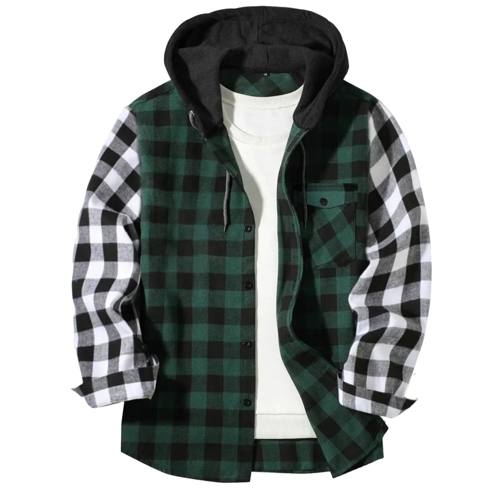 Dovford Men's Flannel Hoodie Shirts Casual Button Down Plaid Shirt ...