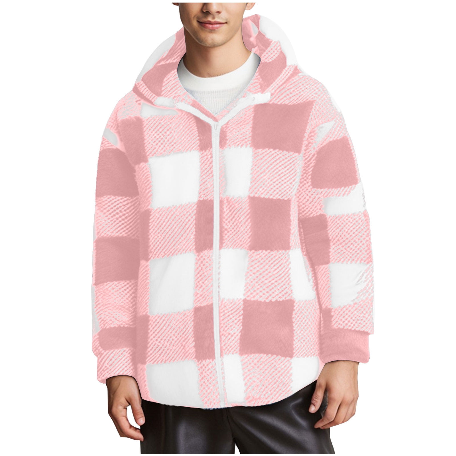 Dovford Men's Plaid Fleece Jacket Coats Flannel Zipper Sherpa Shacket ...