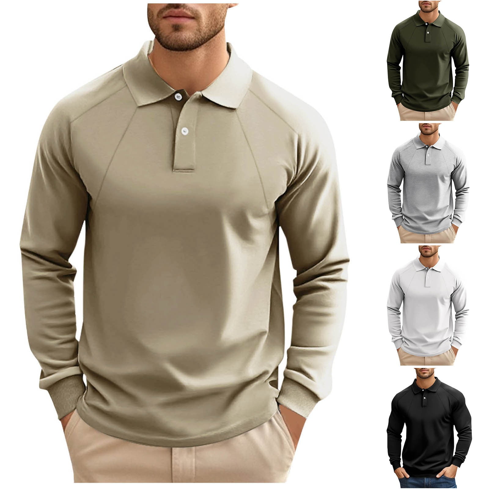Dovford Men's Polo Shirt Long Sleeve Golf Shirts Lightweight UPF 50 ...