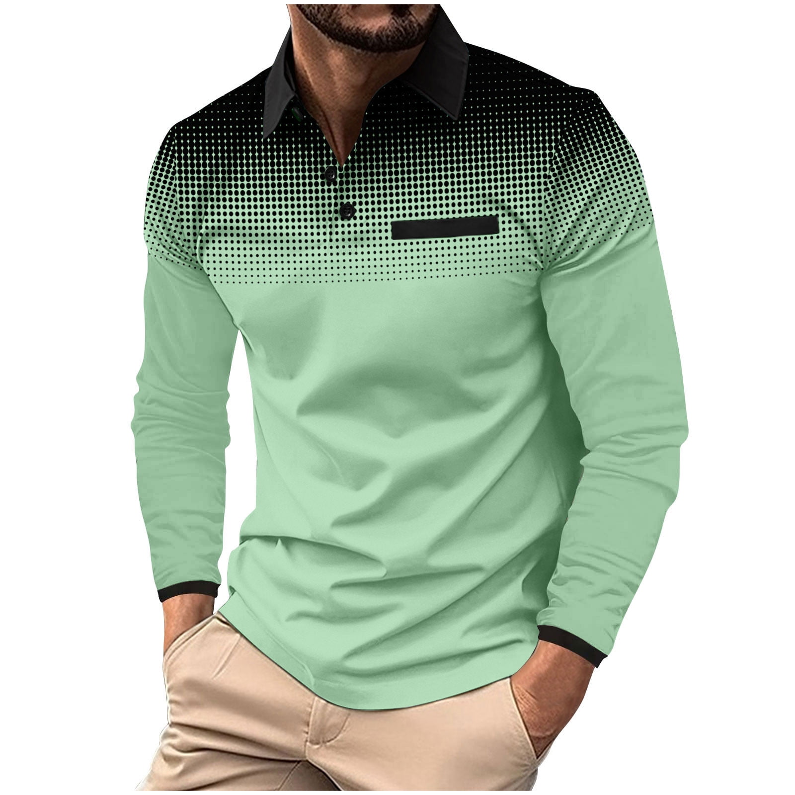 Dovford Men's Polo Shirts Long Sleeve 2024 Casual Polo T-Shirts Color ...