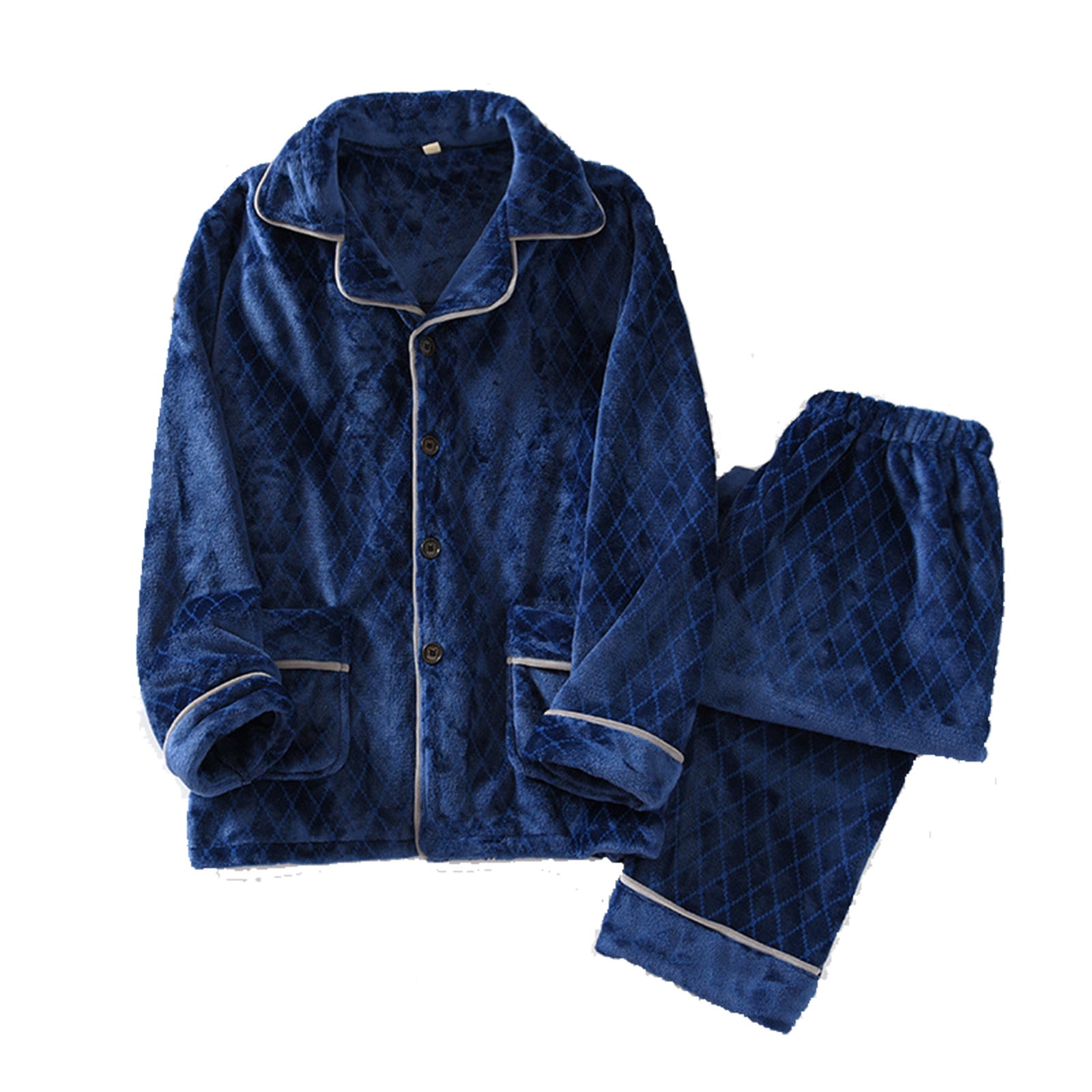 Dovford Men's Soft Plush Fleece Pajama Lounge Set,Winter Warm Long ...