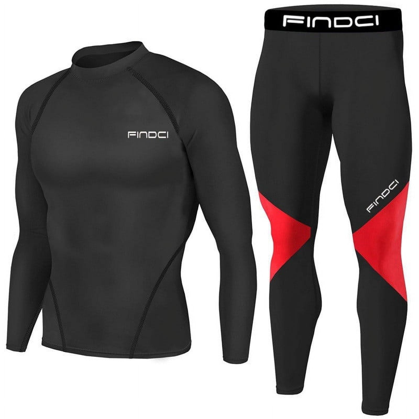 Dovford Men's Sports Running Set Compression Shirt + Pants Skin-Tight ...