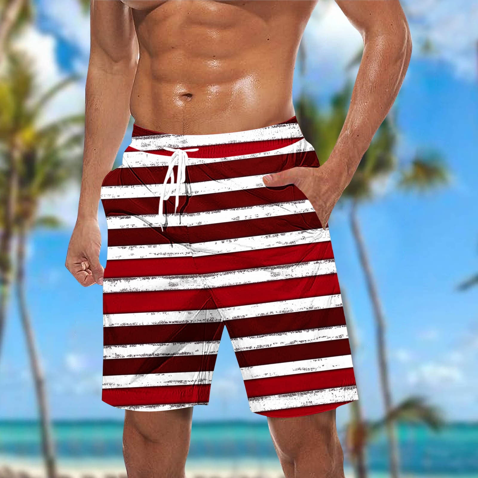 Dovford Men's Swim Trunks Beachwear Outdoor Quick Dry Retro Soft Washed ...