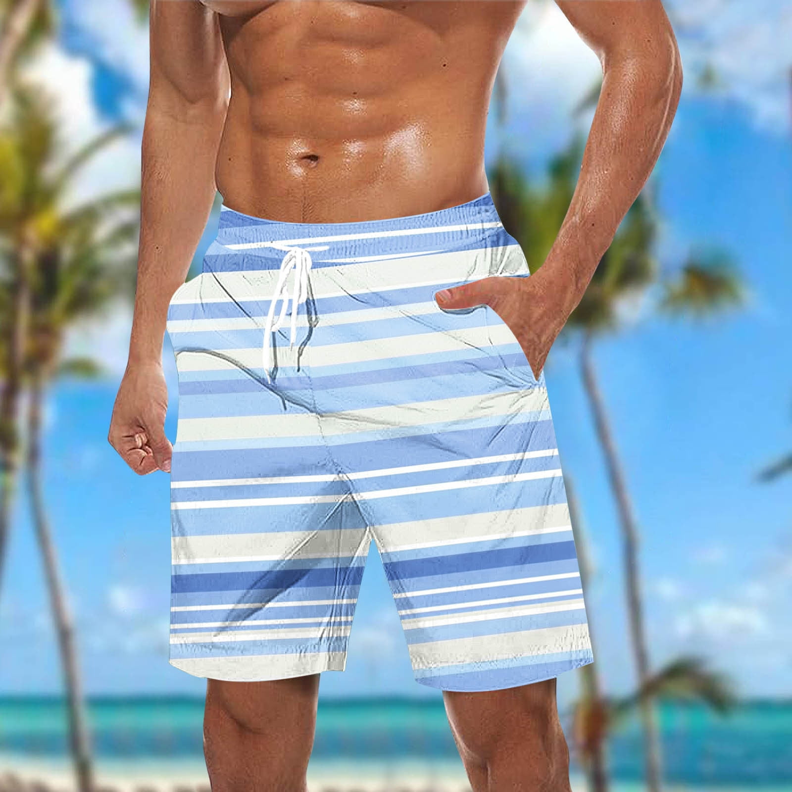 Dovford Men's Swim Trunks Beachwear Outdoor Quick Dry Retro Soft Washed ...