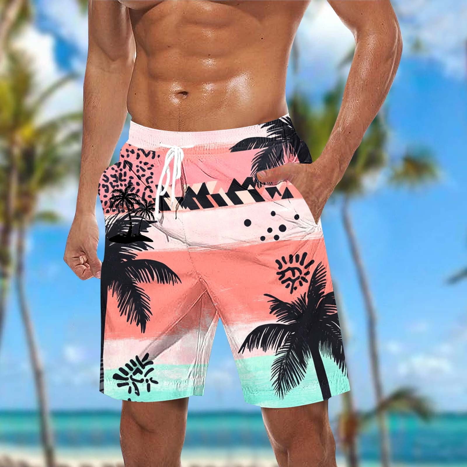 Dovford Men's Swim Trunks Hawaiian Bathing Mesh Lining Suit Swimsuits ...
