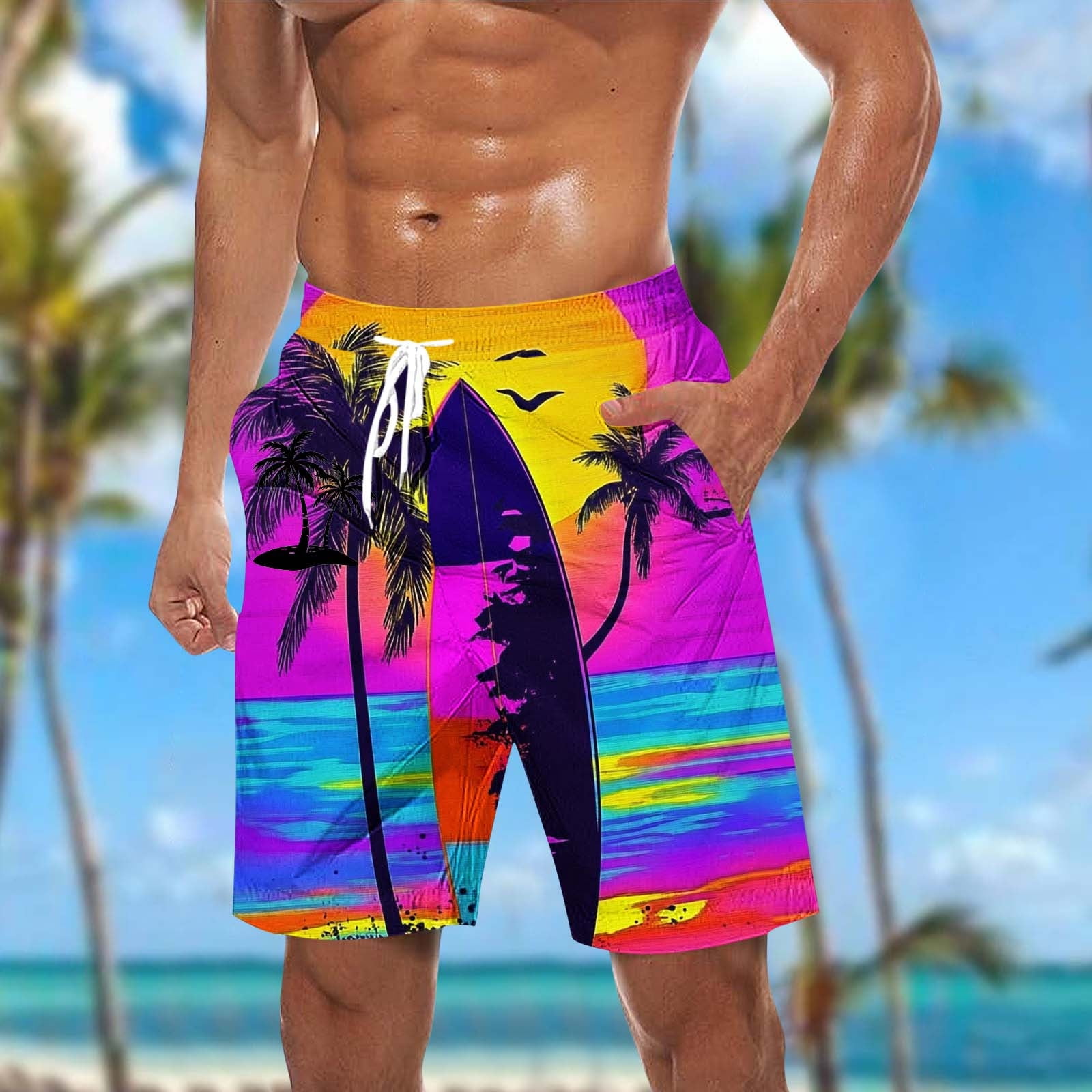 Dovford Men's Swim Trunks Hawaiian Bathing Mesh Lining Suit Swimsuits ...