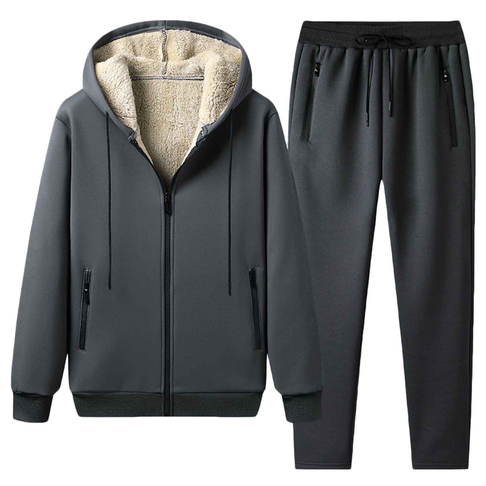 Dovford Mens Tracksuit Winter Soft Hooded Fleece Lined Sweatsuits Warm