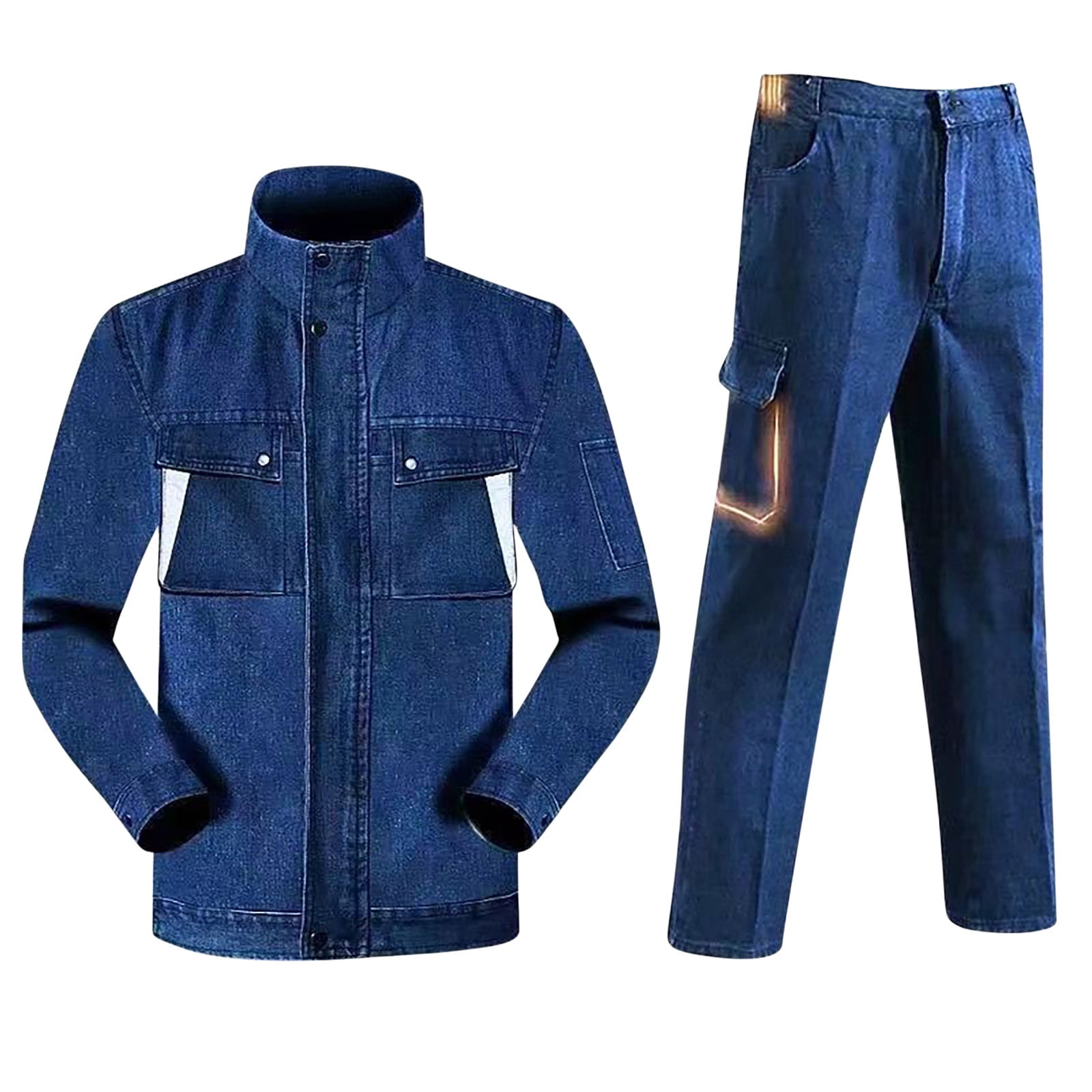 Dovford Men's Two Piece Jeans Sets Men's Slim Denim Suit Two-Piece ...