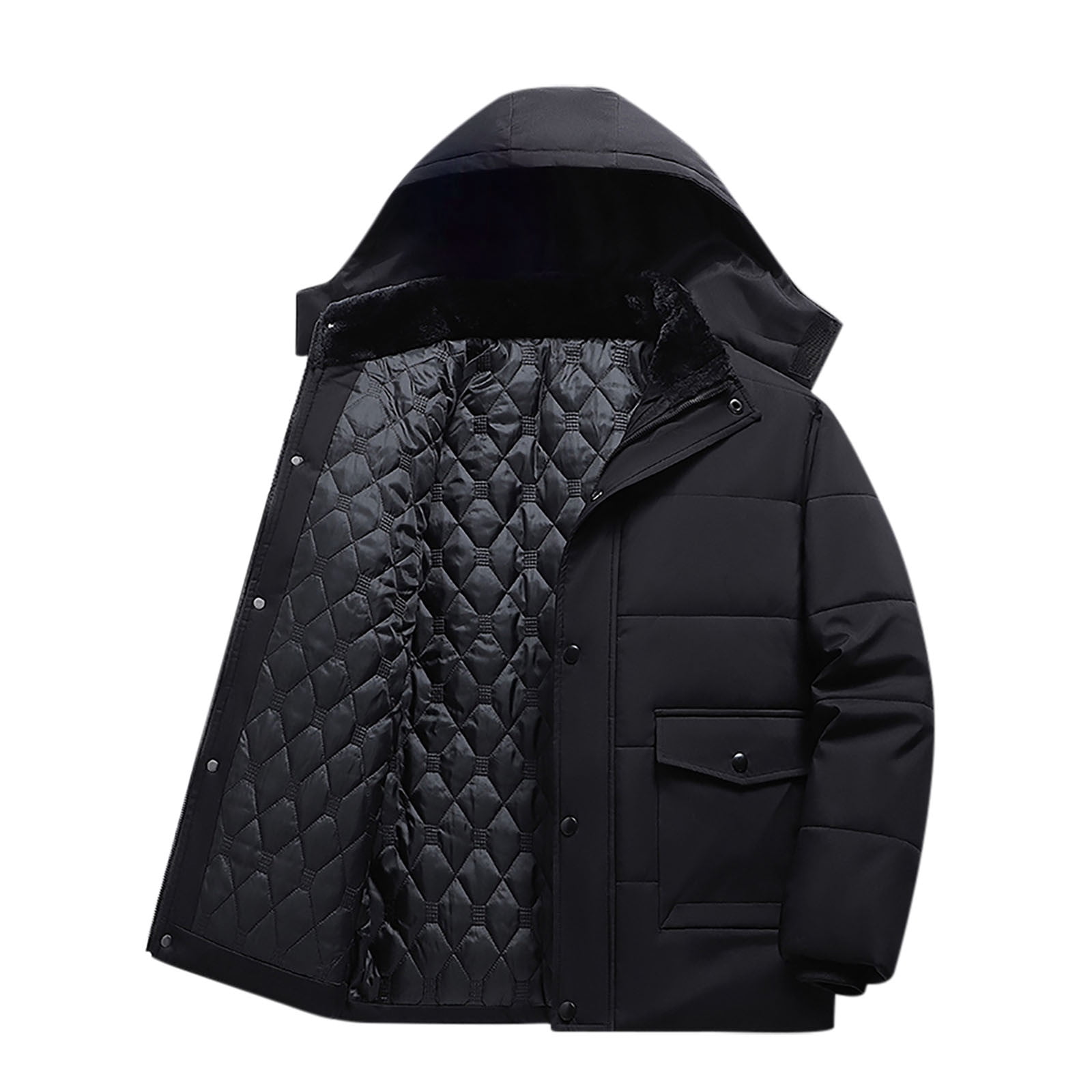 Dovford Men's Winter Coats Down Jackets Outerwear Long Cotton Coat Men ...