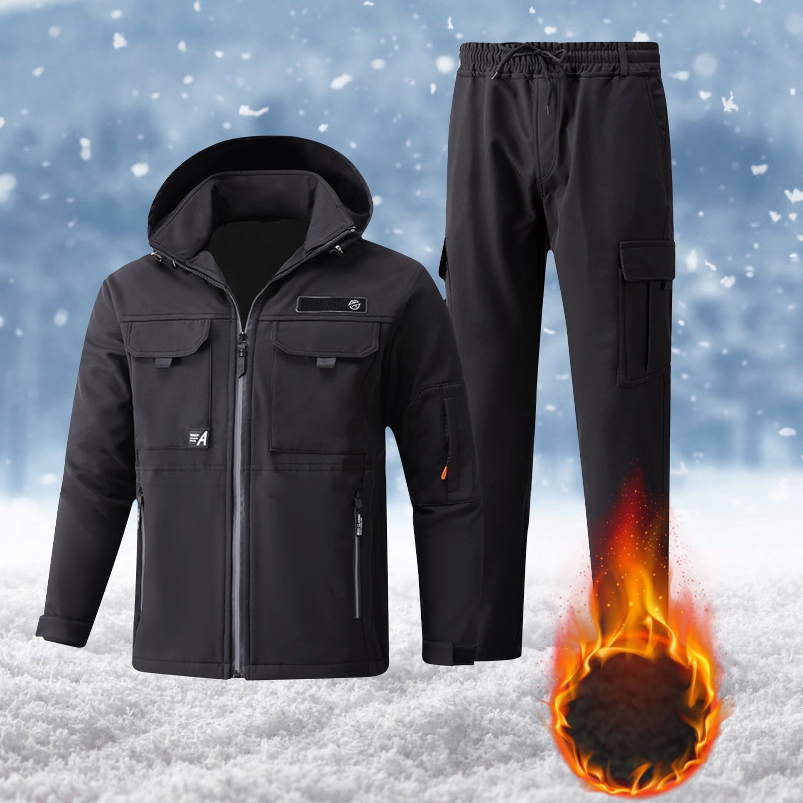 Dovford Men's Winter Snow Coat Ski Suits, Men Warm Thickening Hooded ...