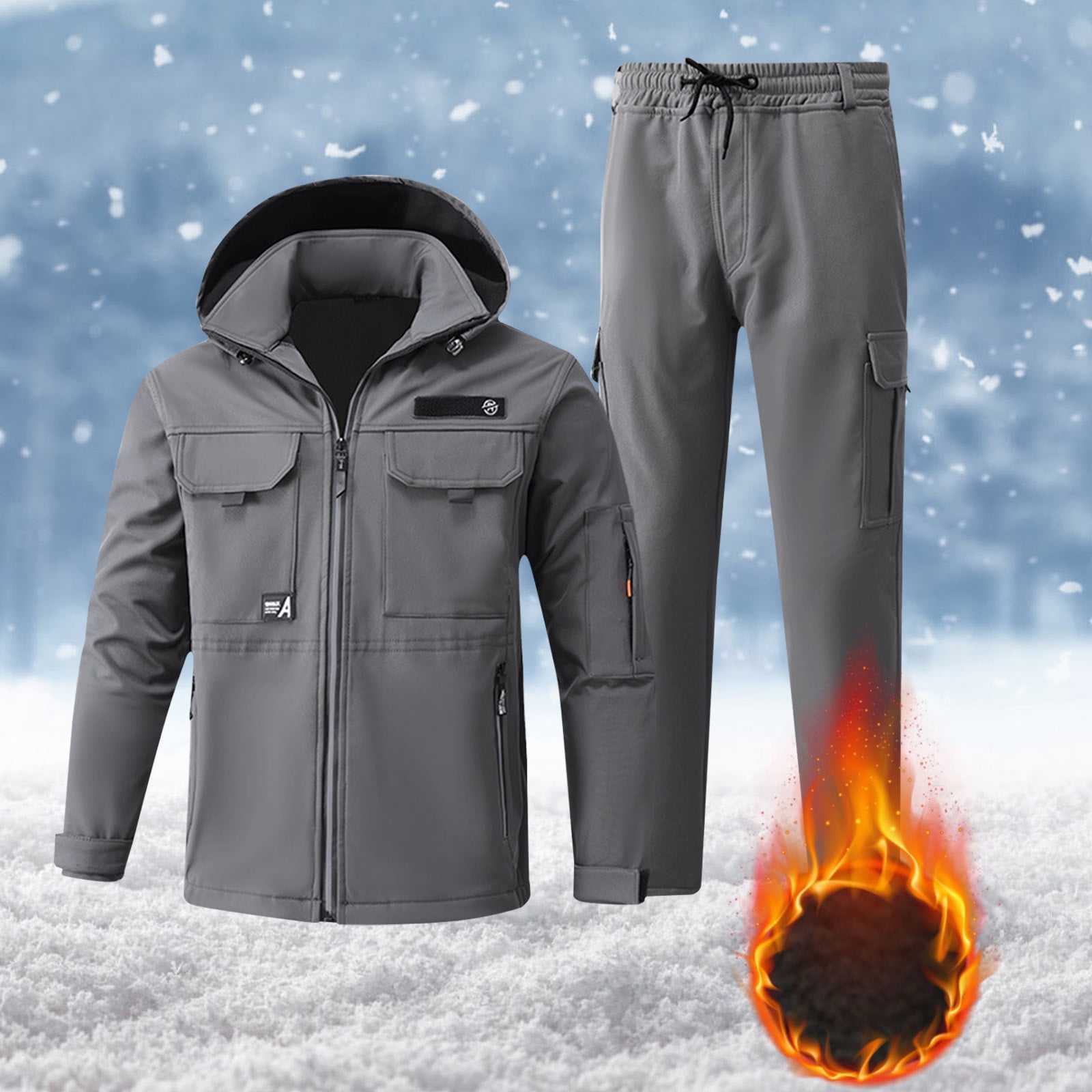 Dovford Men's Winter Snow Coat Ski Suits, Men Warm Thickening Hooded ...