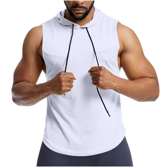 Dovford Mens Workout Hooded Tank Tops Bodybuilding Muscle Cut Off T