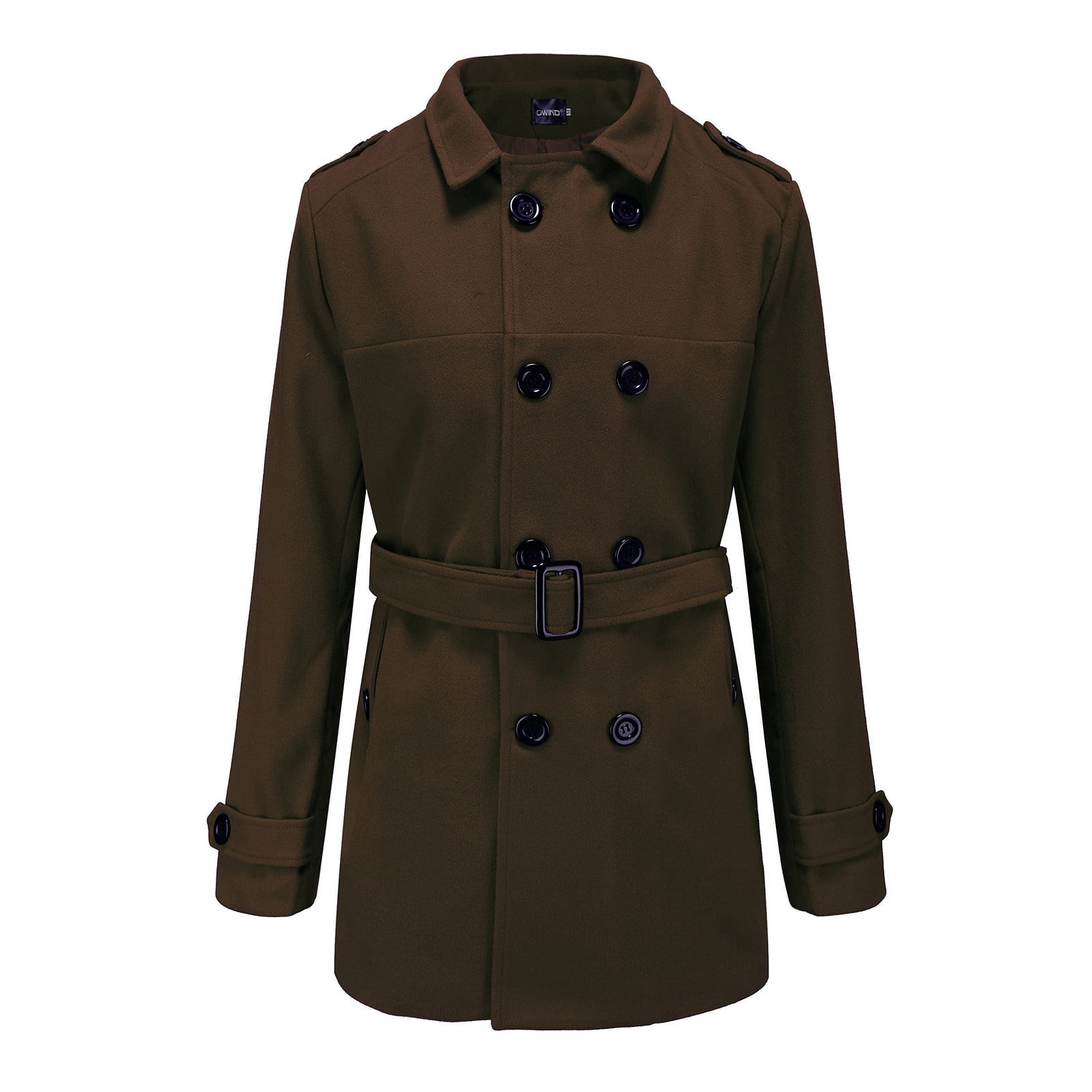 Dovford Mens Classic Double Breasted Pea Coat Wool Blend Quilted Lined ...