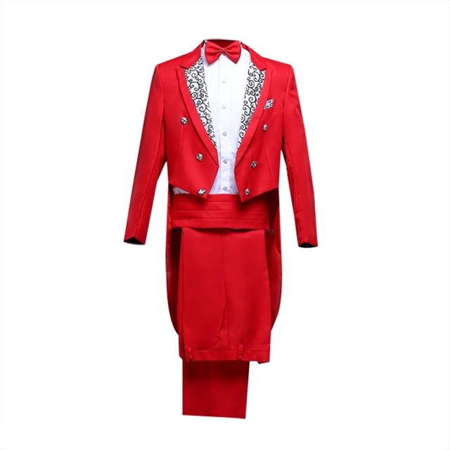 Dovford Mens Dress Tuxedo Suit Tuxedo Jacket Tails Slim Fit Tailcoat ...