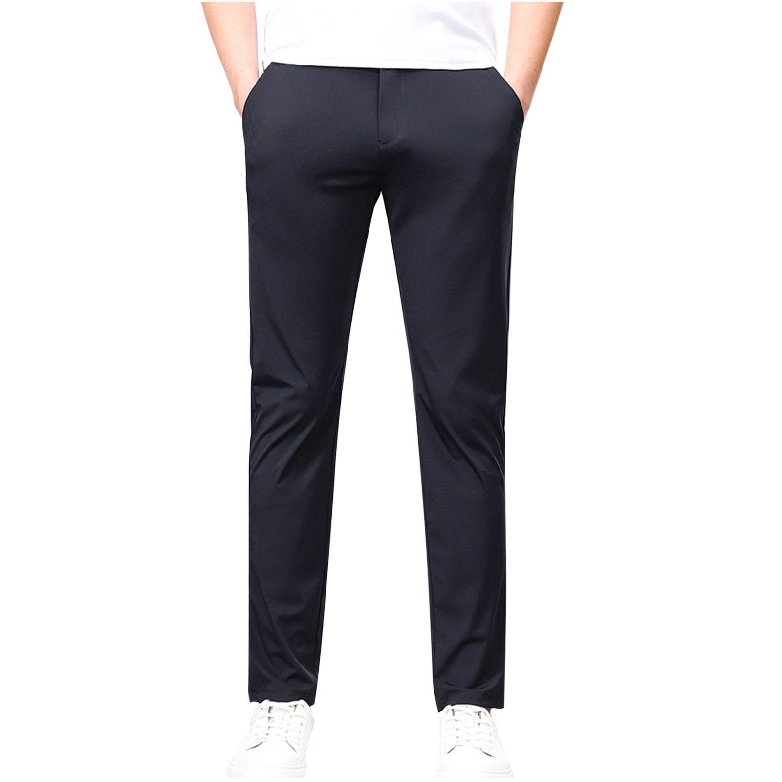 Dovford Mens Elastic Waist Solid Color Jeans Pants for Seniors Adaptive ...