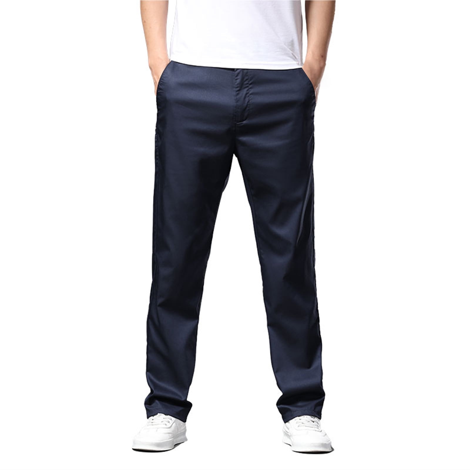 Dovford Mens Elastic Waist Solid Color Jeans Pants for Seniors Adaptive ...