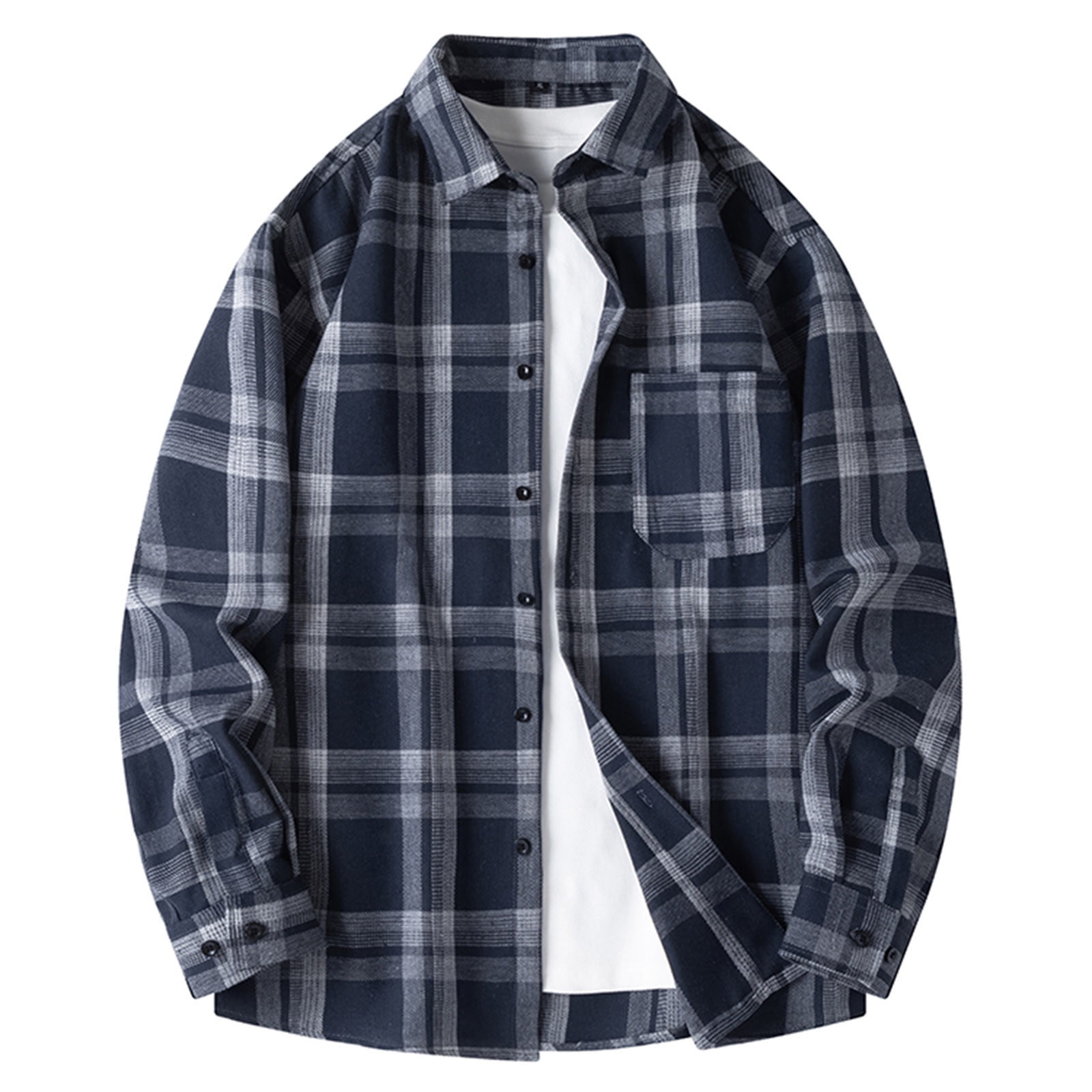 Dovford Mens Flannel Shirt Long Sleeve Plaid Flannel Shirt for Men Soft ...