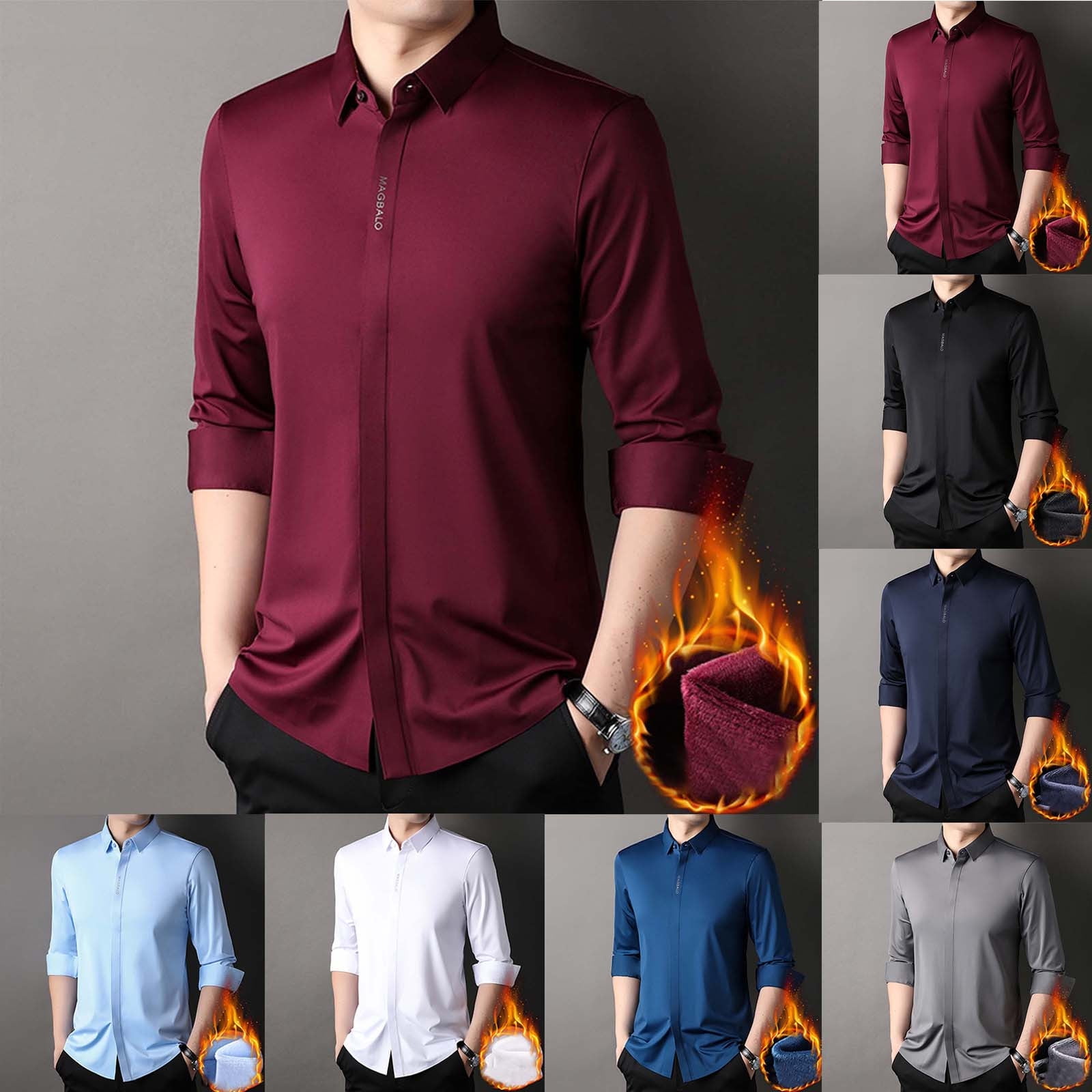Dovford Mens Flannel Shirts Long Sleeve Thermal Button Down Shirt ...