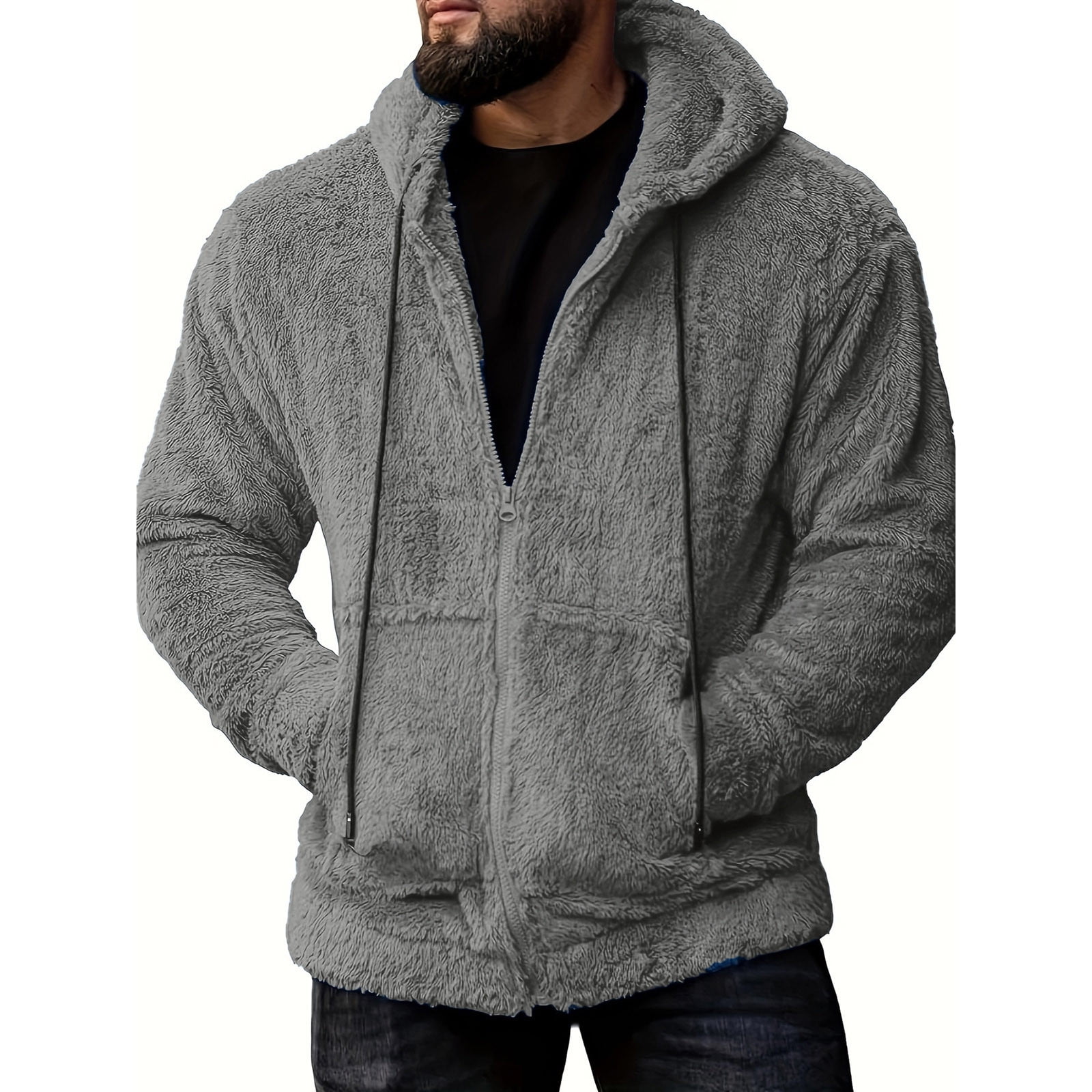 Dovford Mens Fuzzy Sherpa Pullover Hoodie Sweatshirts Long Sleeve
