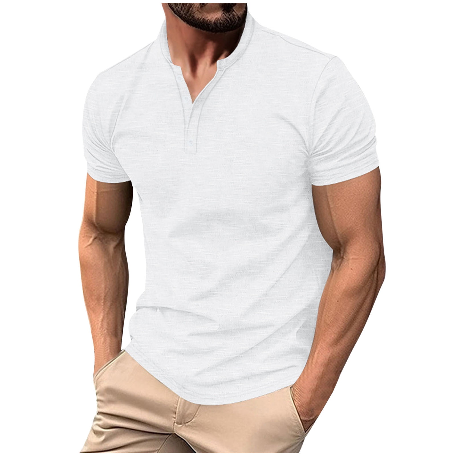 Dovford Mens Henley Shirt Dry Fit Tech 3 Button Slim Fit Quick Dry Gym ...