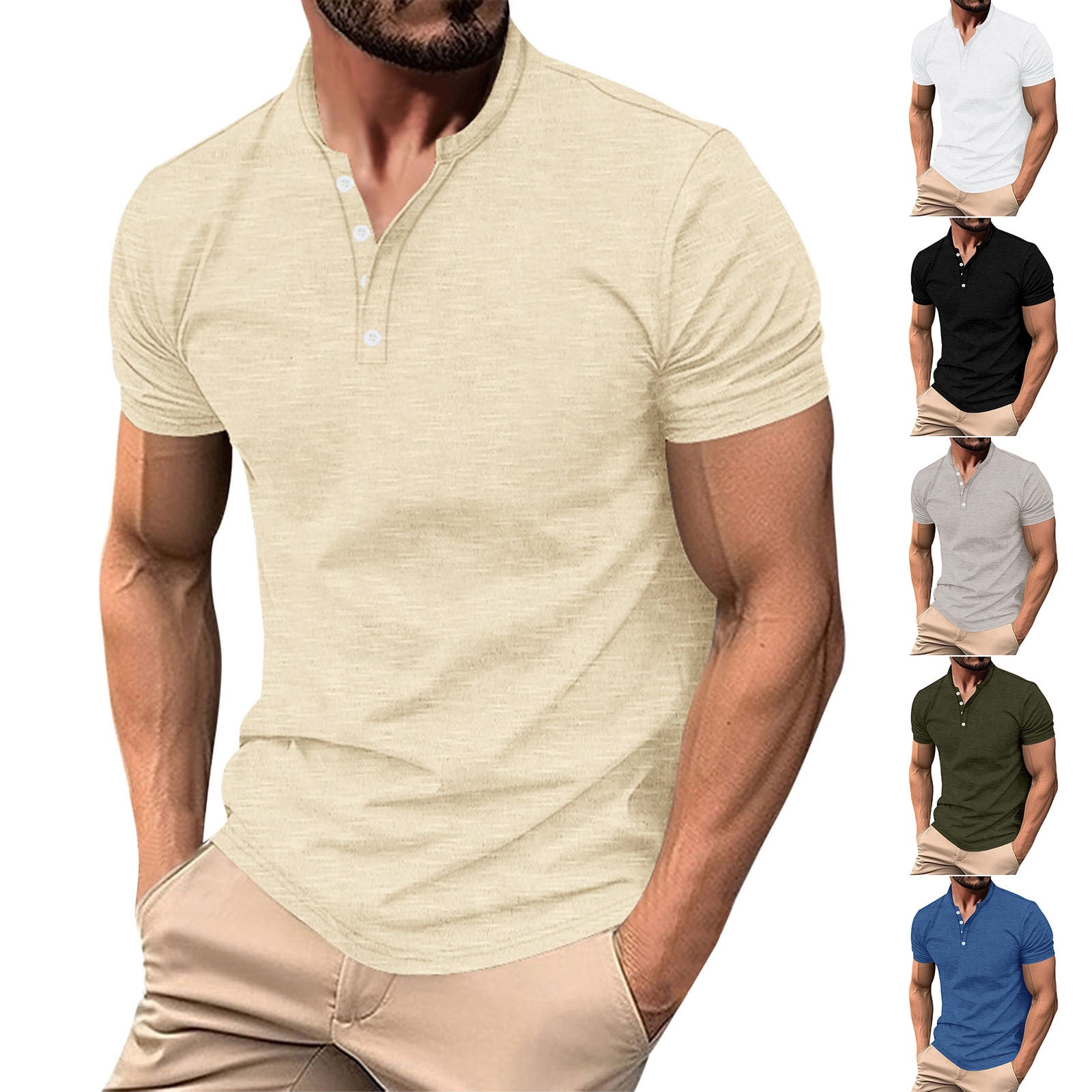 Dovford Mens Henley Shirt Dry Fit Tech 3 Button Slim Fit Quick Dry Gym ...