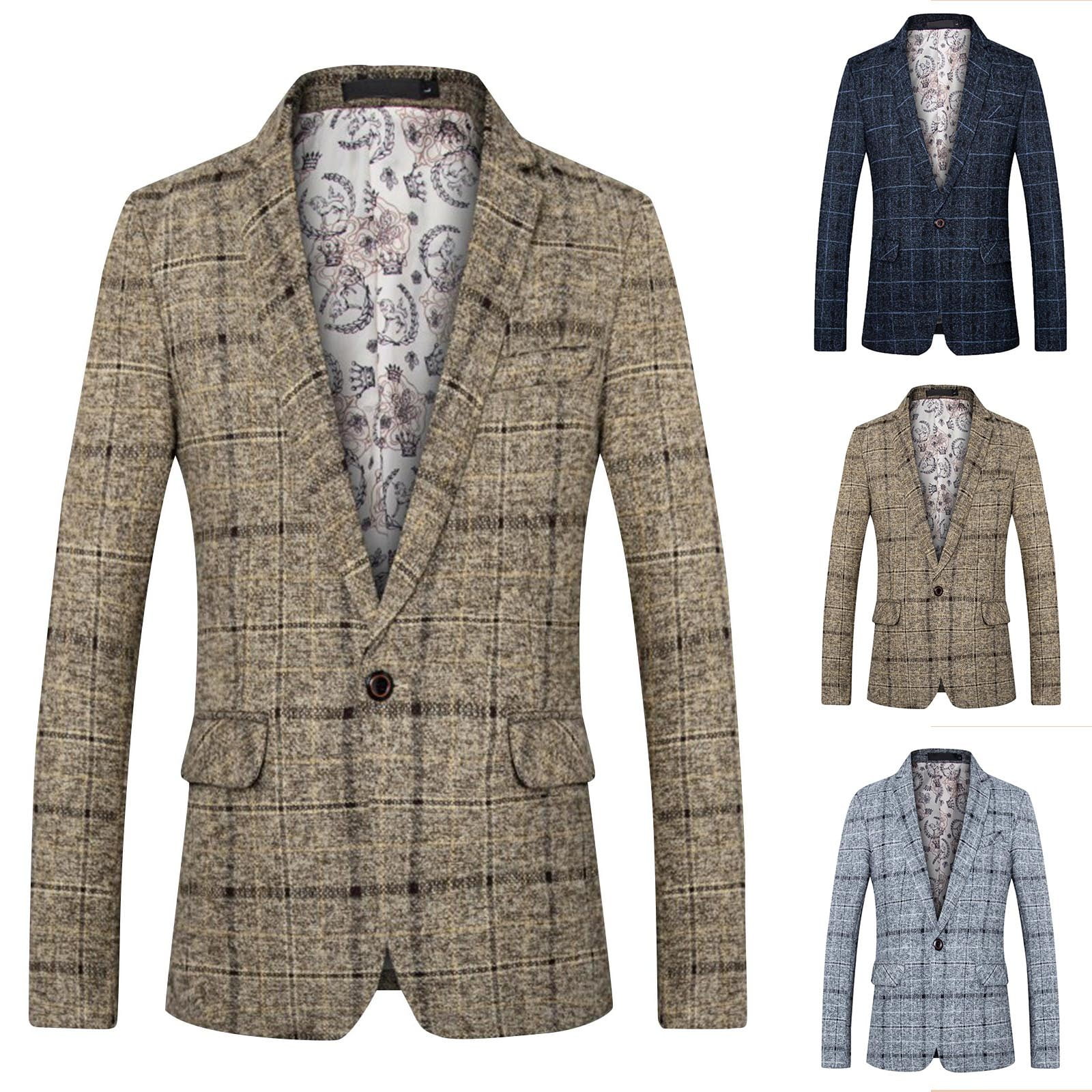 Dovford Mens Oversized Suit Coat Casual Solid One Button Business Suit ...