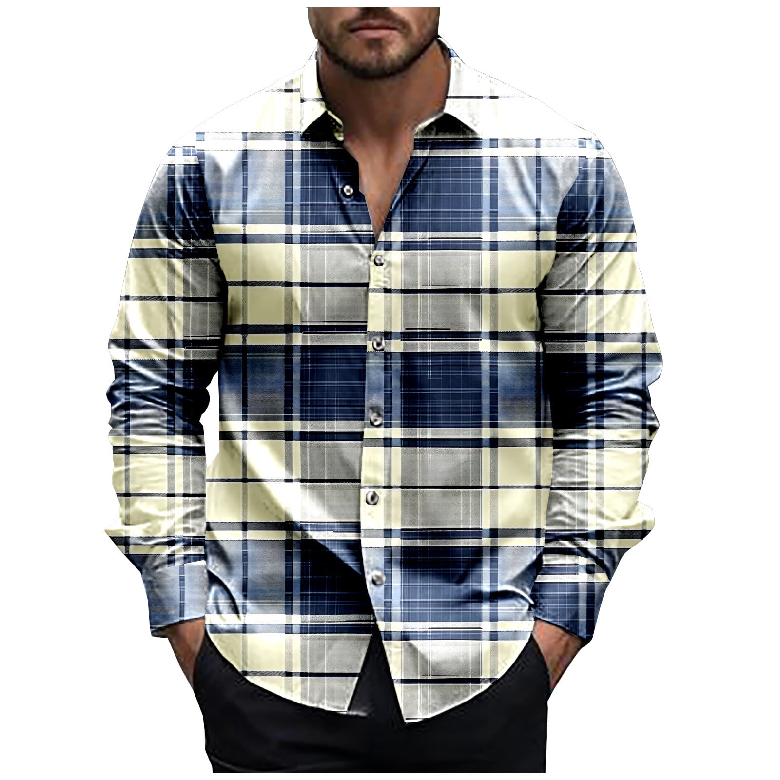 Dovford Mens Shirts Long Sleeve Shirts for Men Casual Button Down ...